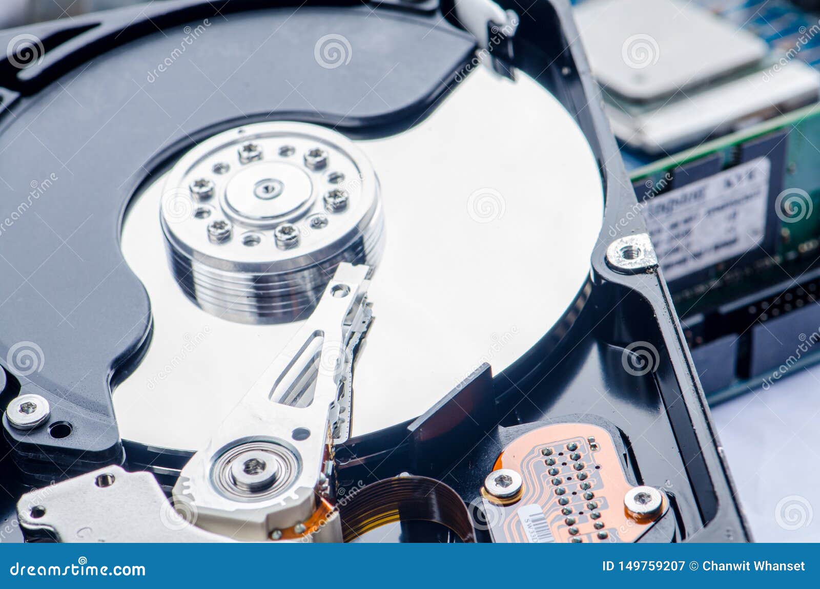 Disassembled Hard Drive from the Computer Stock Image - Image of ...