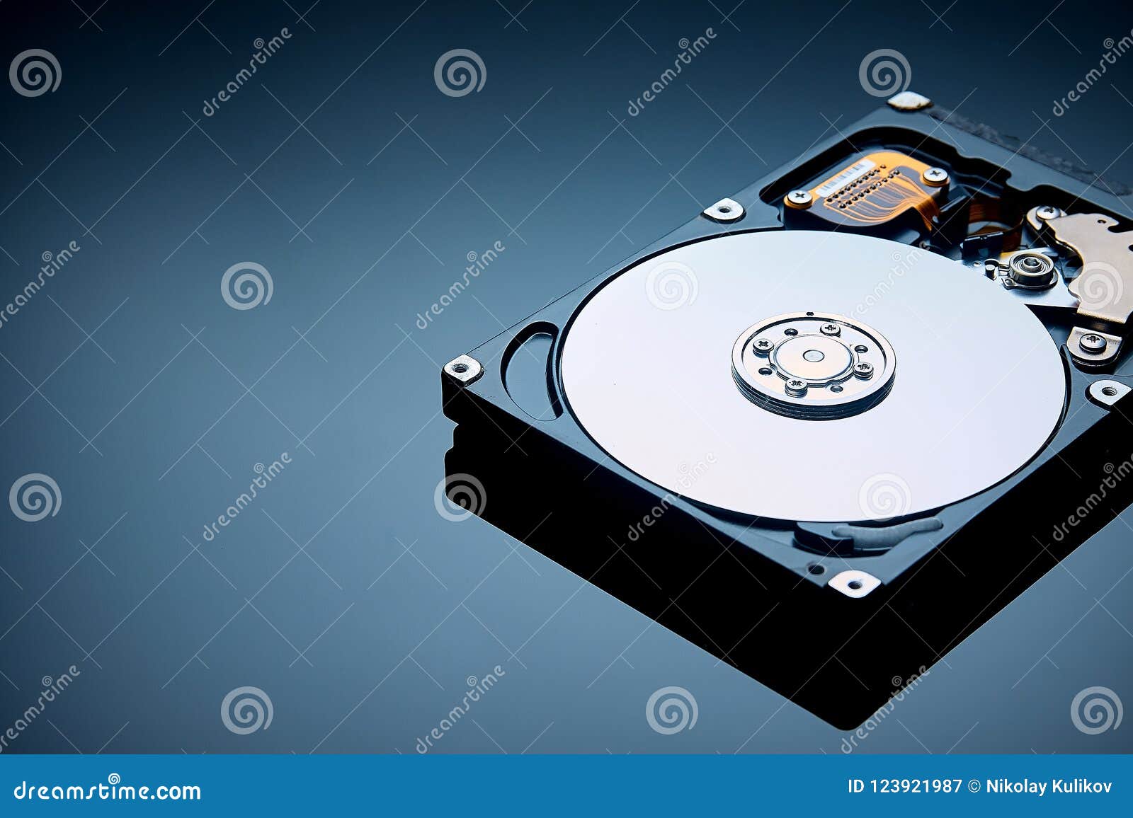 Disassembled Hard Drive and Tools are on the Operating Table Stock ...