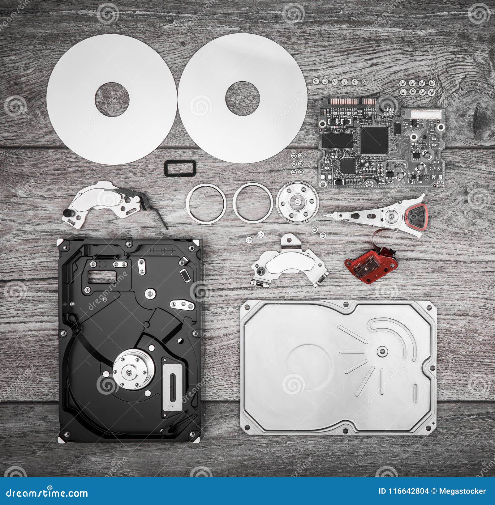 Disassembled Hard Drive on the Table Stock Photo - Image of harddisk ...