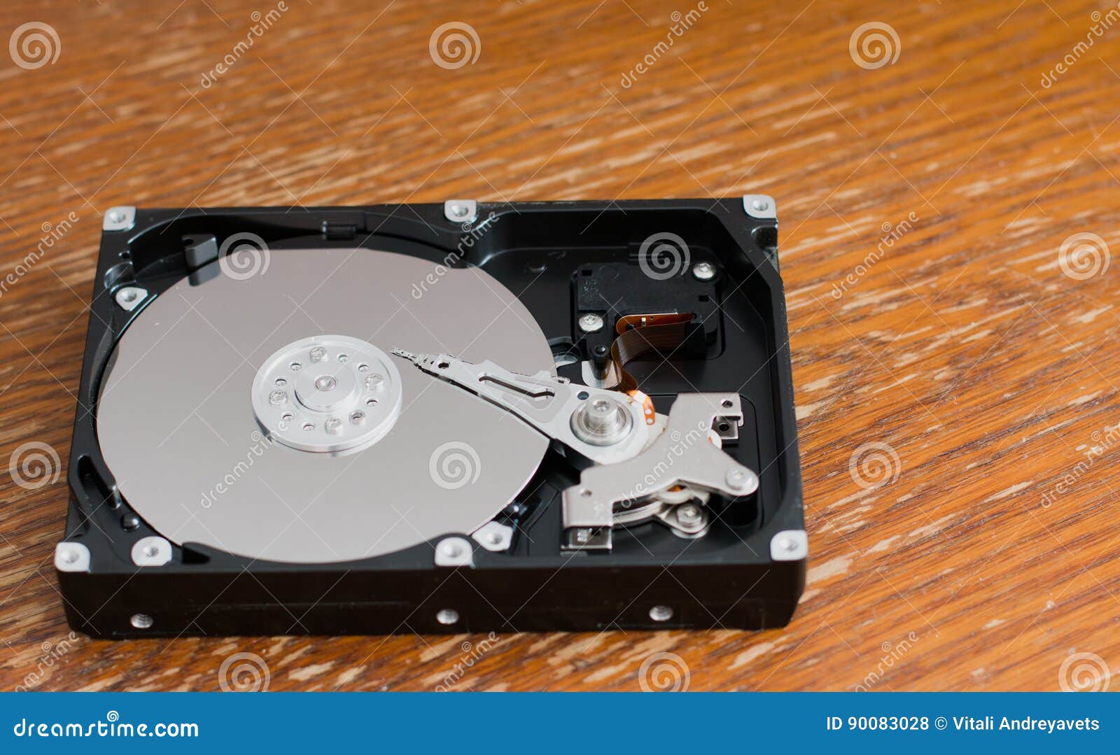 Disassembled Hard Drives on a Wooden Surface Stock Photo - Image of ...