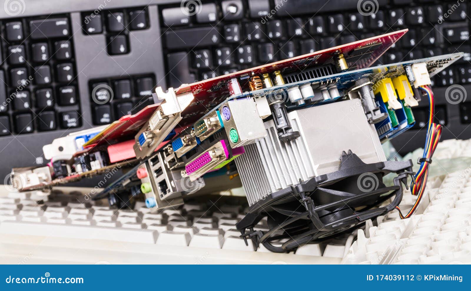 Disassembled Hardware Spare Parts and Keyboards. E-waste Sorting Stock ...