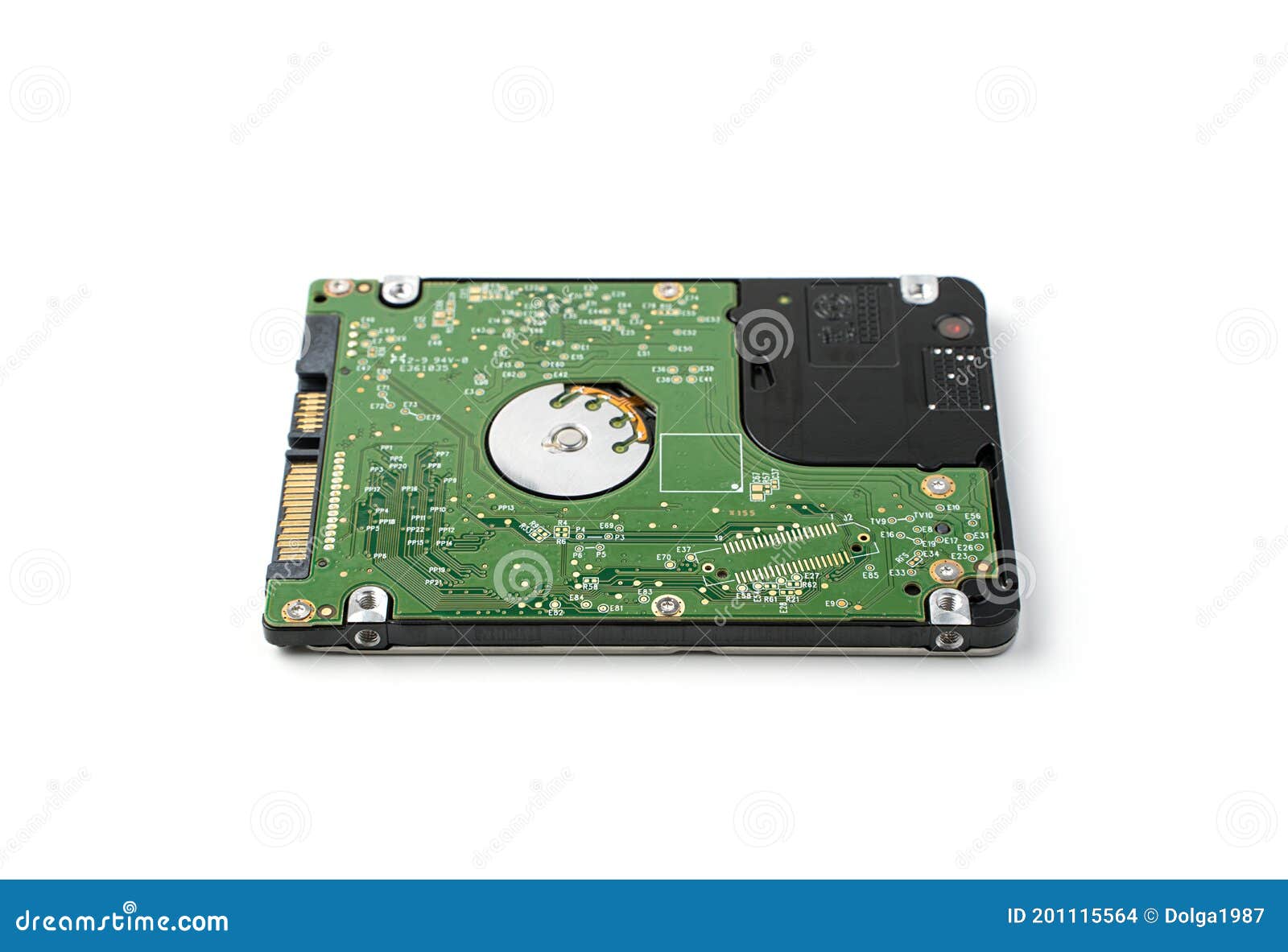Disassembled HDD on a White Background. Side View. Stock Photo - Image ...