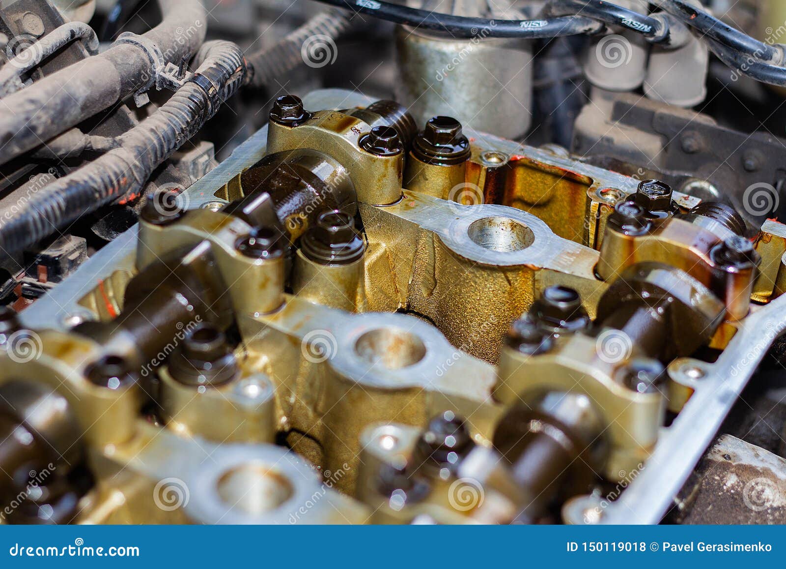 Disassembled Internal Combustion Engine, Close-up of the Unit Head ...