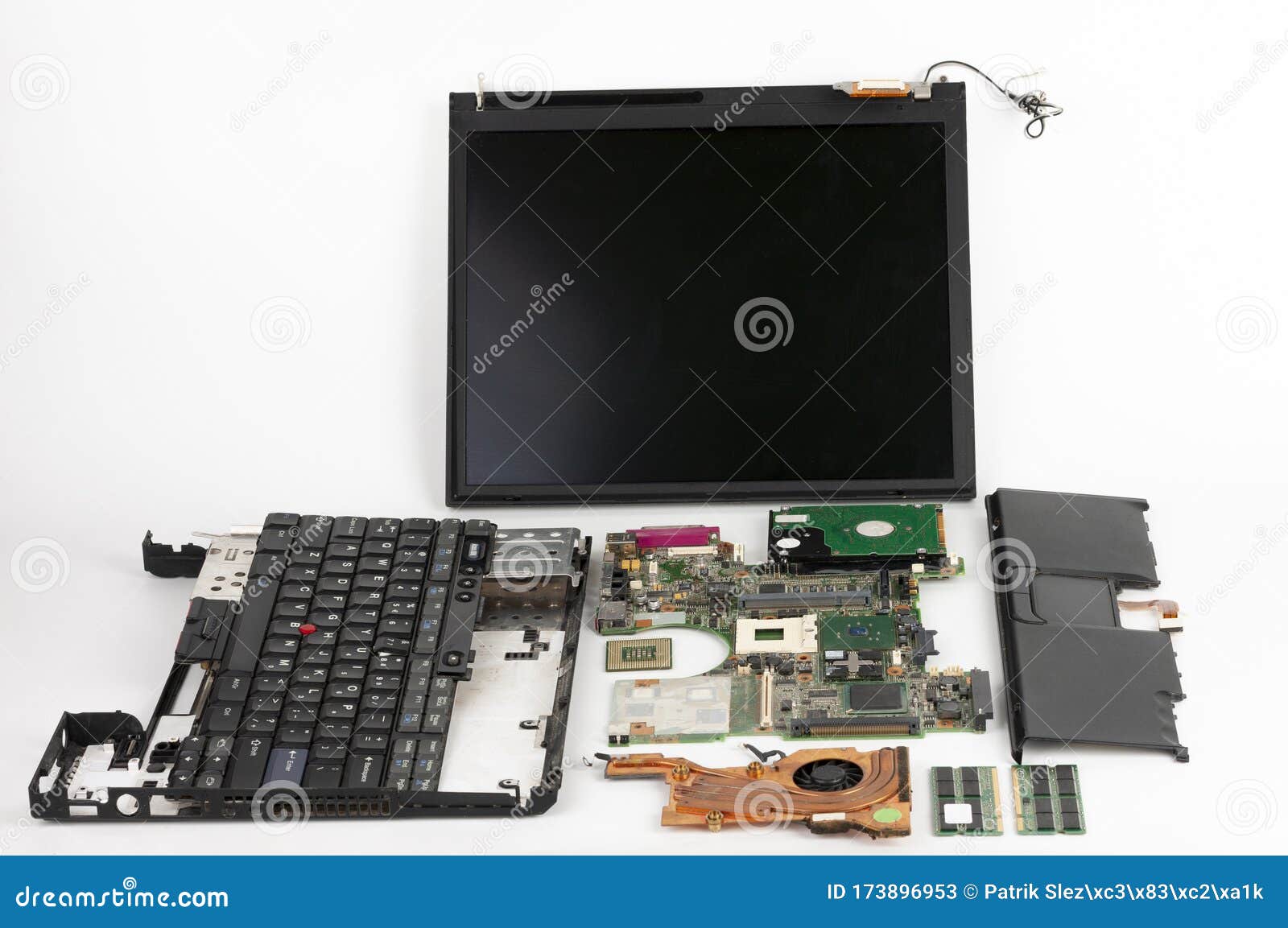 Disassembled Laptop, Basic Components of Notebook, Screen, Keyboard ...