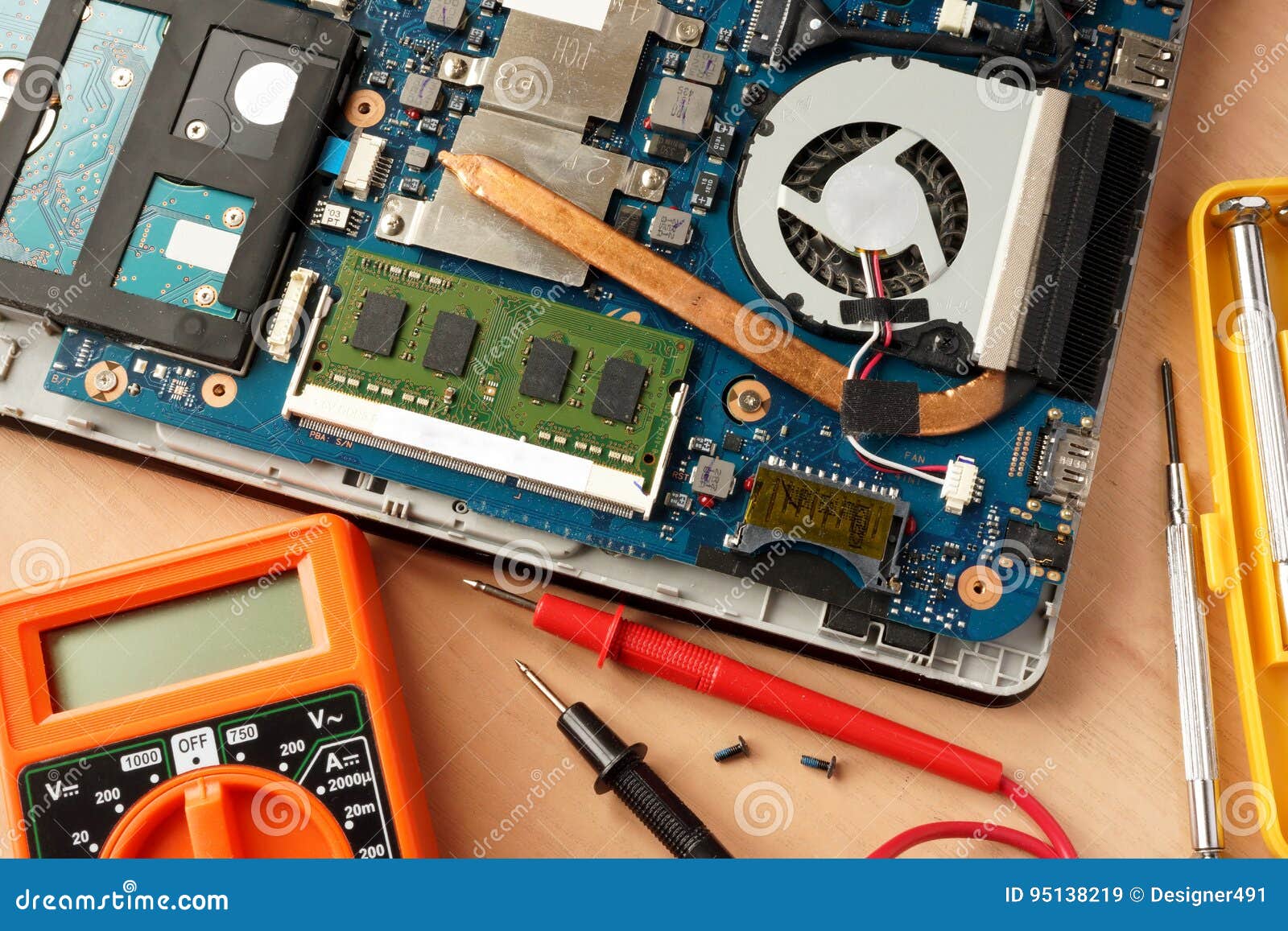 Disassembled laptop. stock image. Image of device, work - 95138219