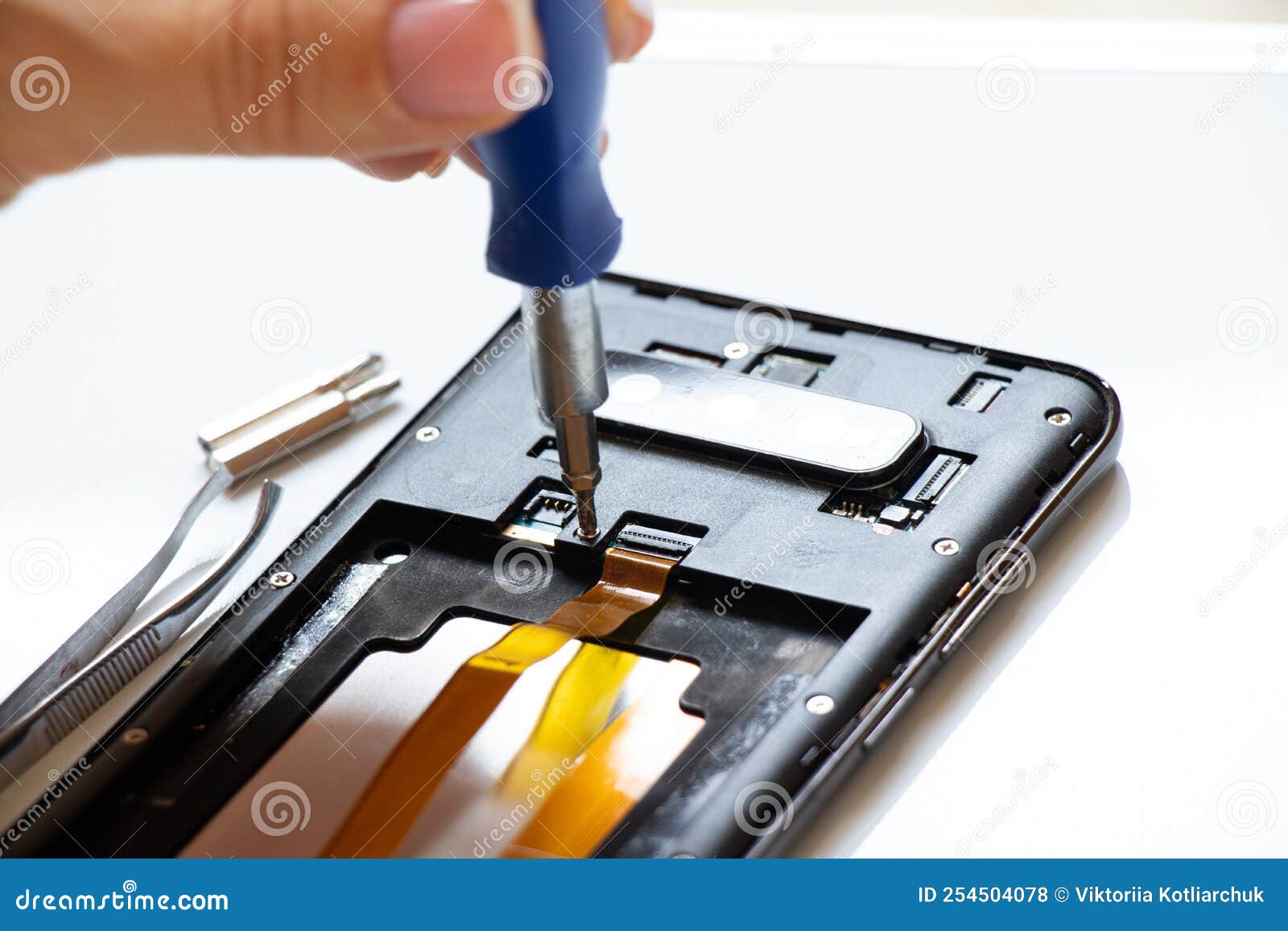 Disassembled Mobile Phone, Phone Repair and Maintenance Stock Photo ...