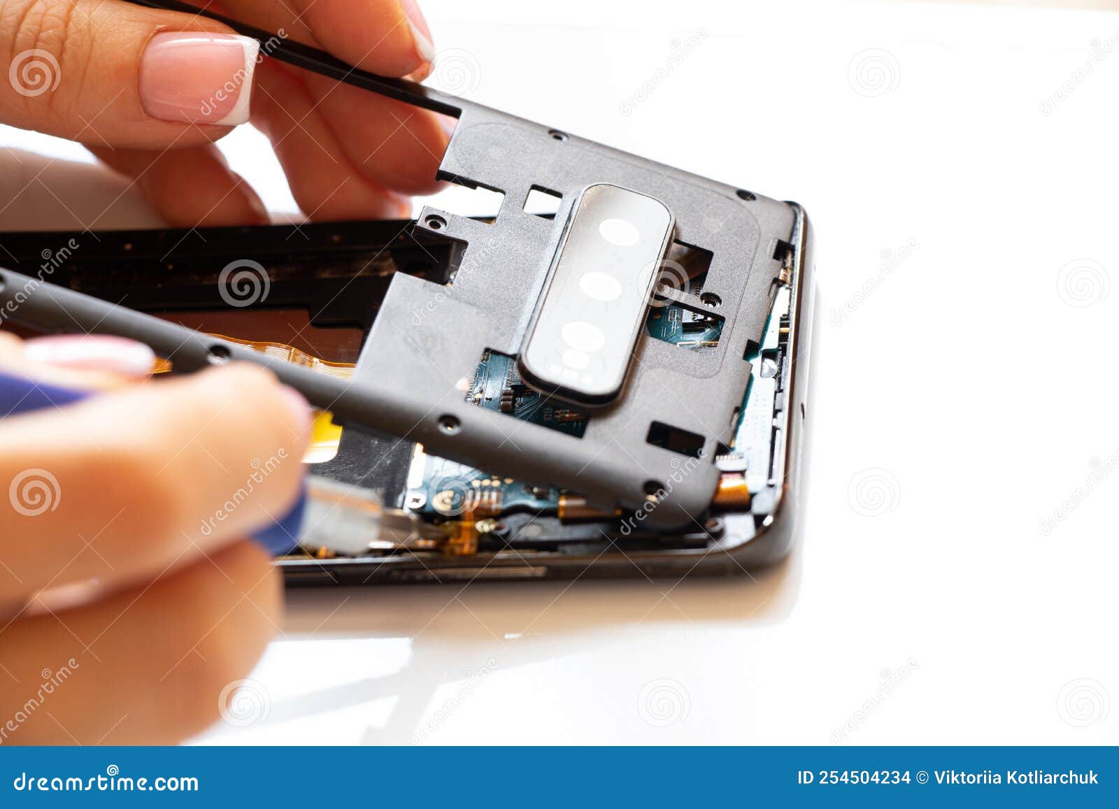 Disassembled Mobile Phone, Phone Repair and Maintenance Stock Photo ...