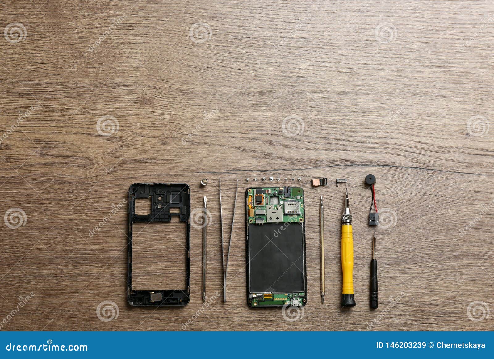 Disassembled Mobile Phone and Repair Tools on Table Stock Image - Image ...