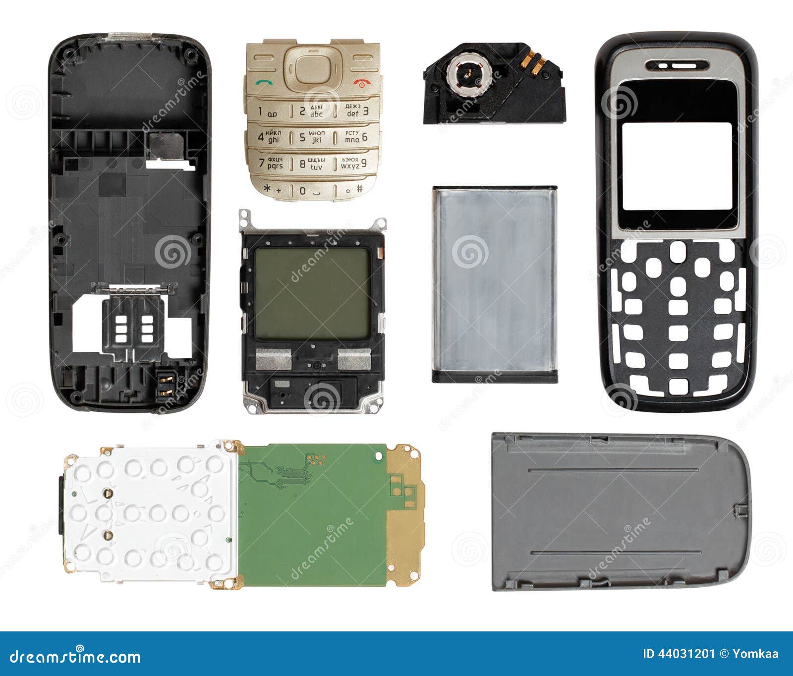 Disassembled Mobile Phone on a White Background Stock Image - Image of ...