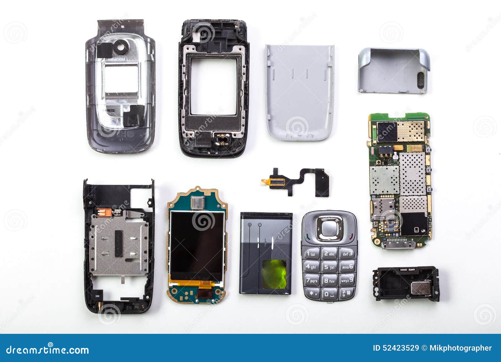 Disassembled Mobile Phone And Repair Tools On White Background Royalty ...