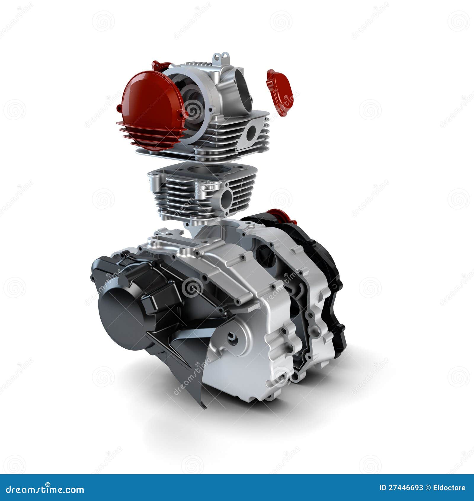 Disassembled Motorcycle Engine Stock Illustration - Illustration of ...