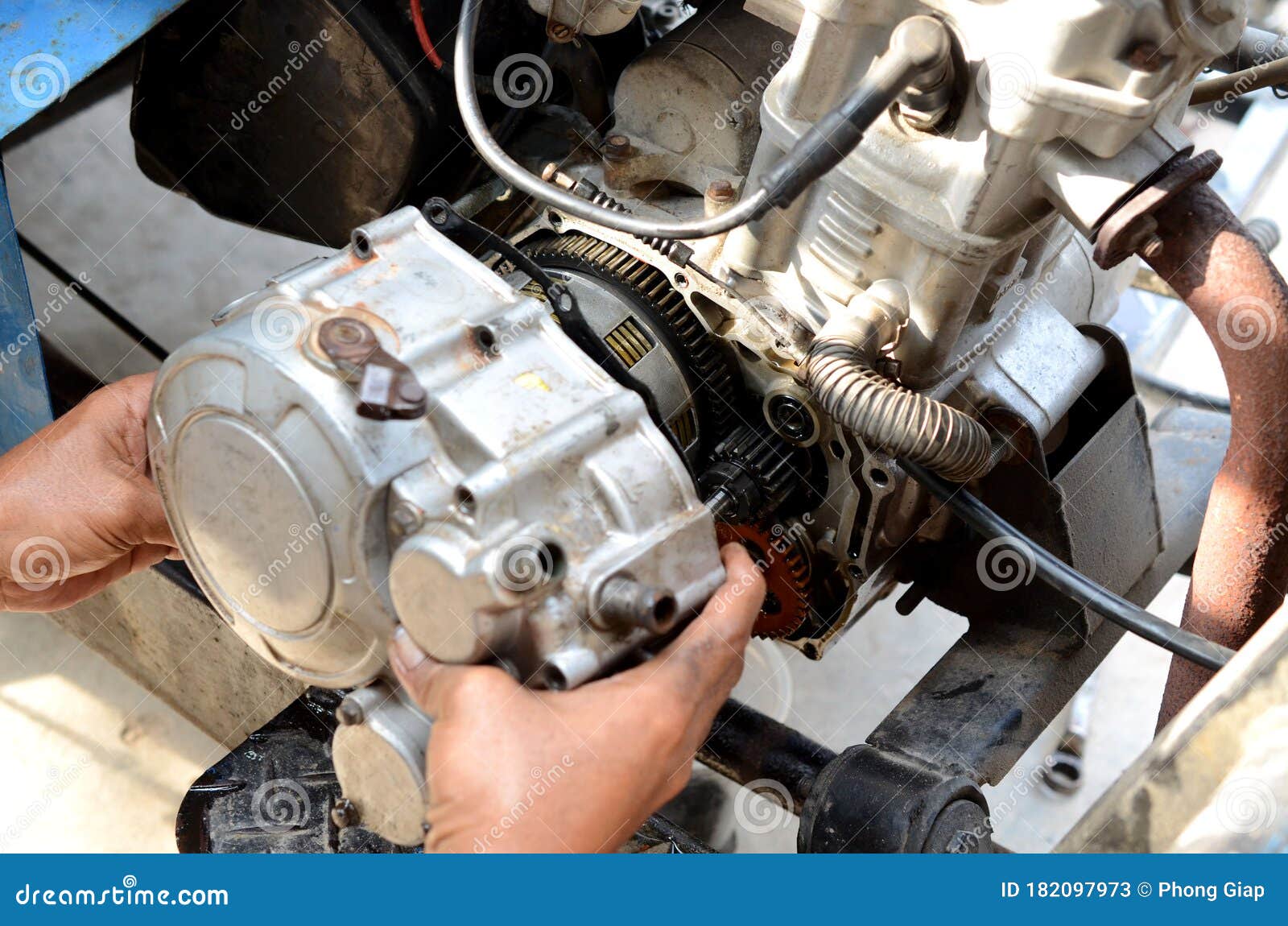 Disassembled Old Motorcycle Engine. Stock Image - Image of metal ...