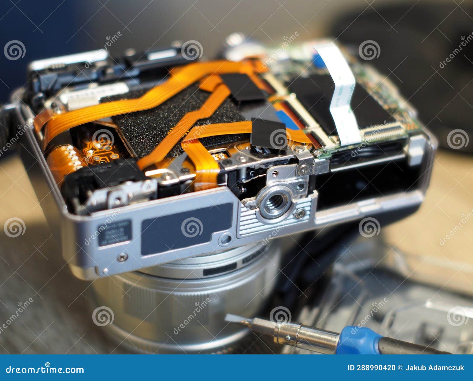 Disassembled photo camera stock photo. Image of closeup - 288990420