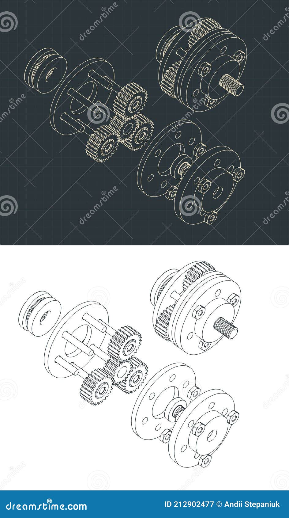 Planetary Gearbox Transmission Cross Section And Semi Transparent ...