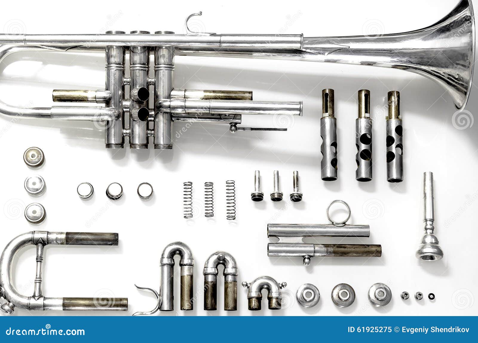 Disassembled the Silver Trumpet Stock Image - Image of table, detail ...