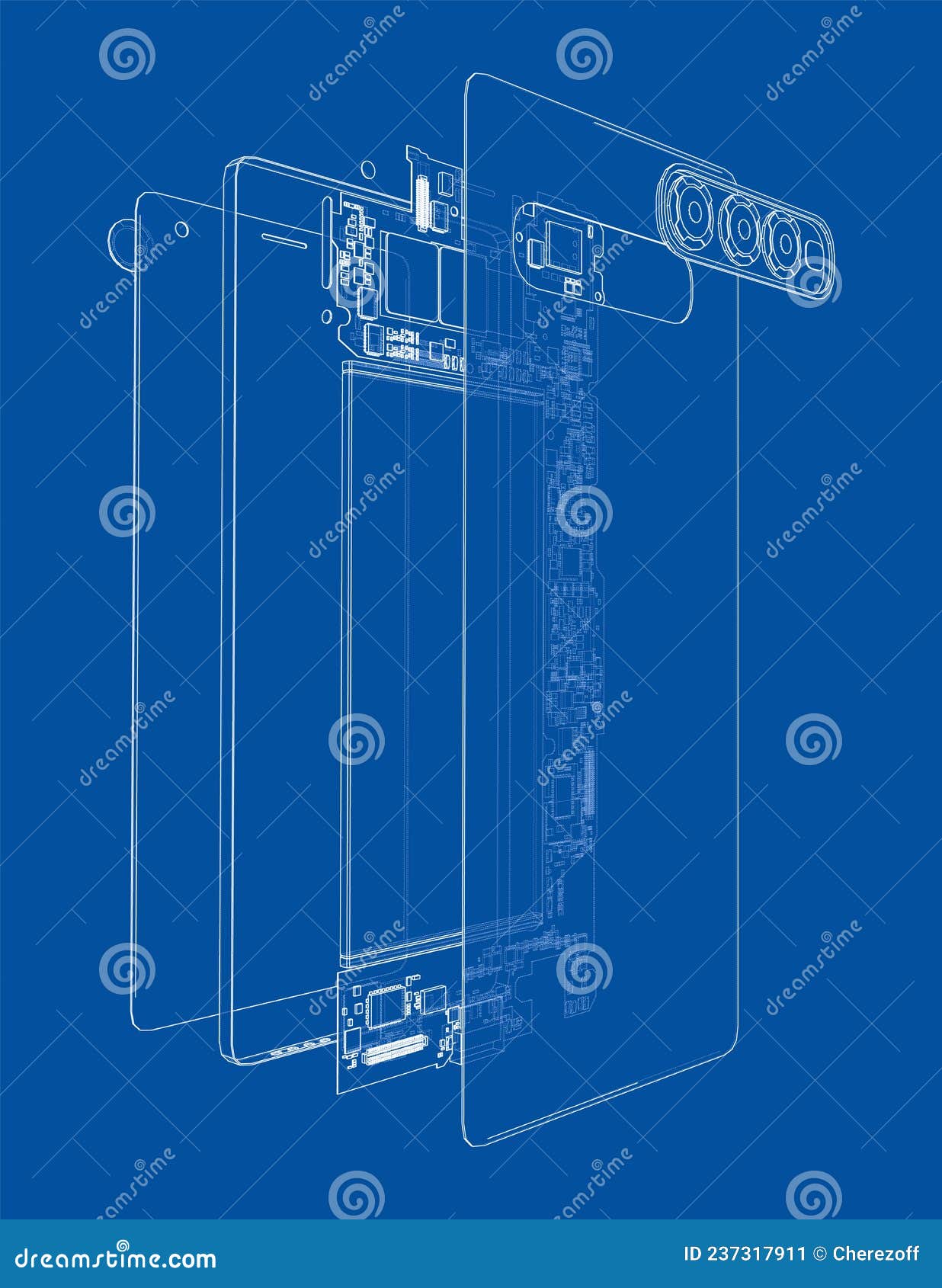 Disassembled Smartphone Concept Outline Stock Illustration ...