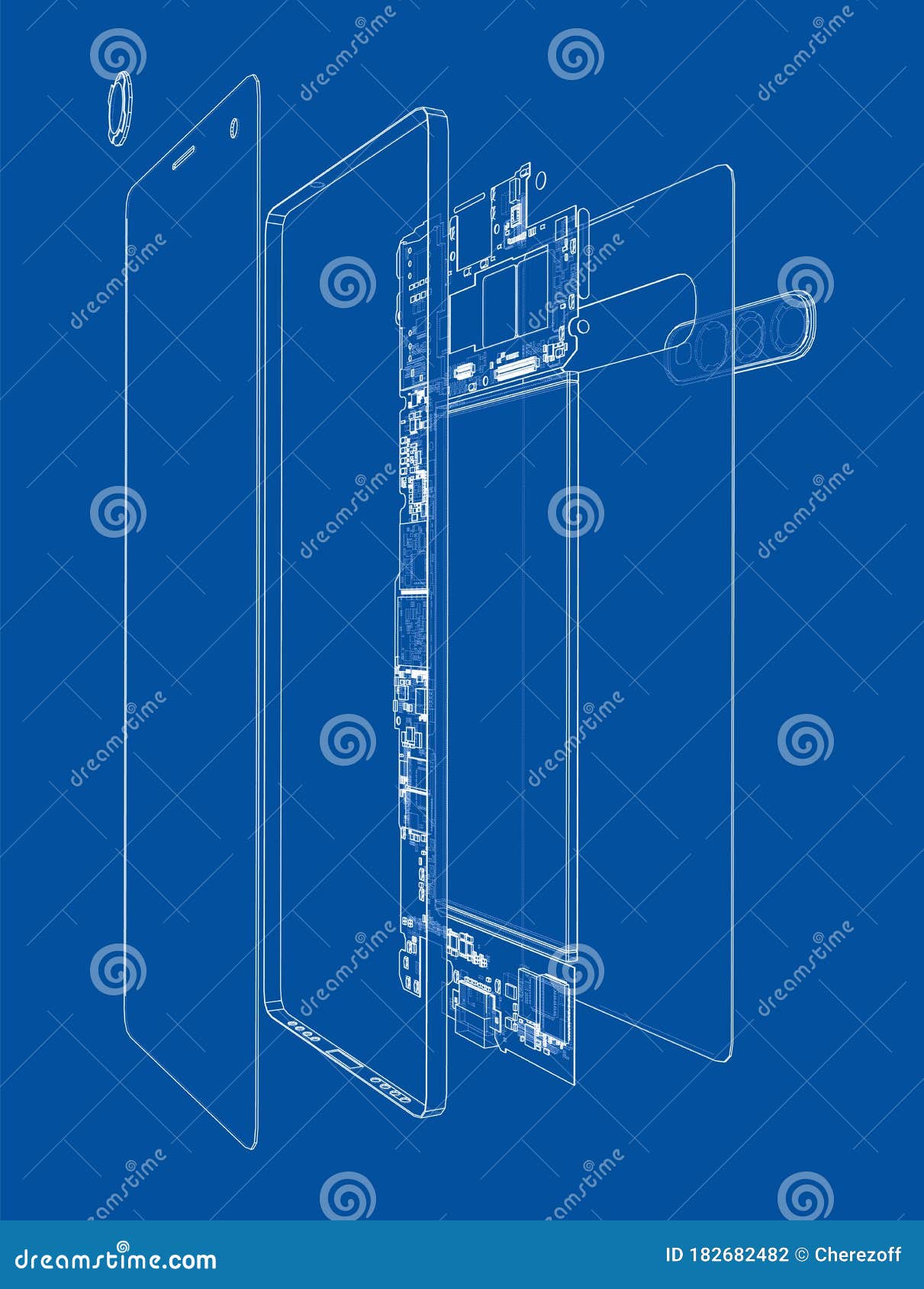 Disassembled Smartphone Concept Outline. Vector Stock Vector ...