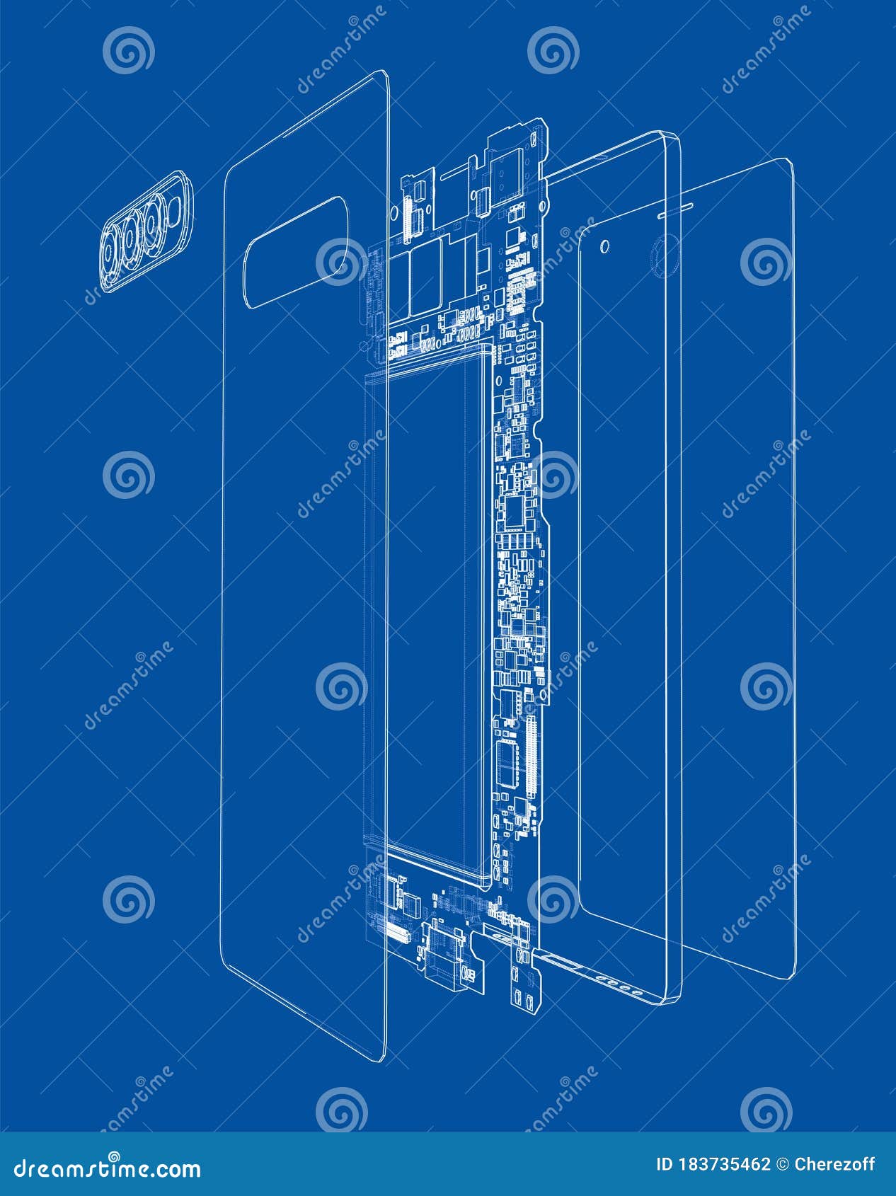 Disassembled Smartphone Concept Outline. Vector Stock Vector ...