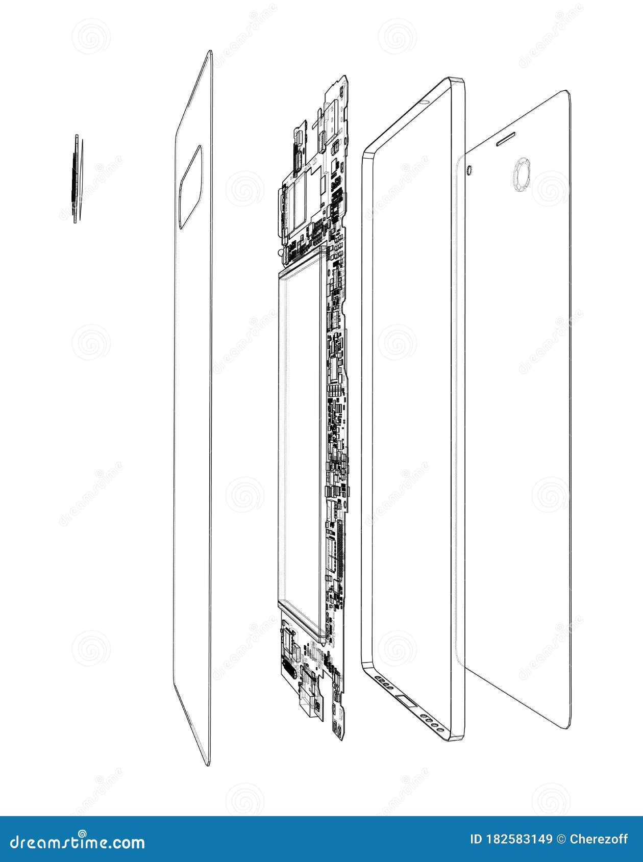 Disassembled Smartphone Concept Outline. Vector Stock Vector ...