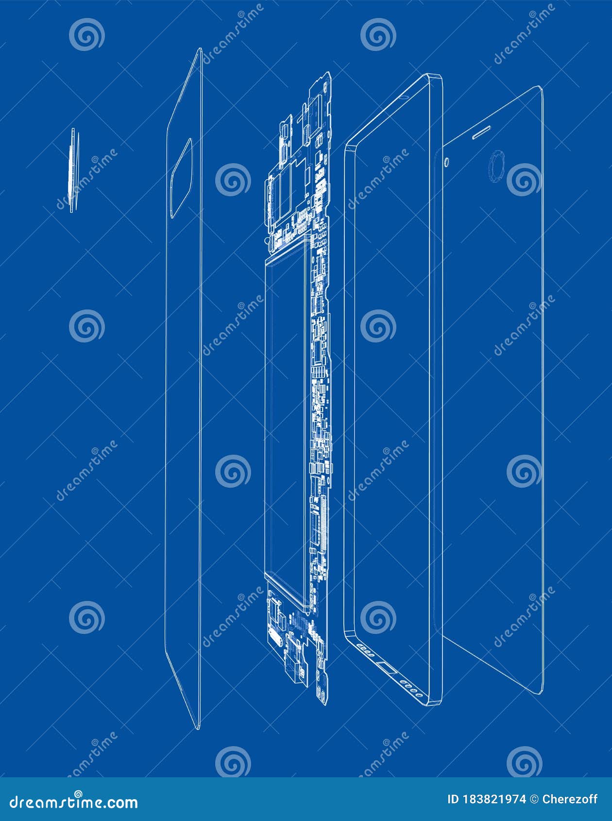 Disassembled Smartphone Concept Outline. Vector Stock Vector ...