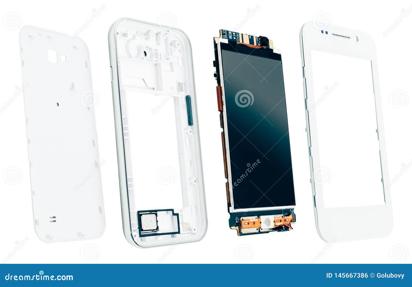 Disassembled Smartphone Electronics Manufacturing Stock Photo - Image ...