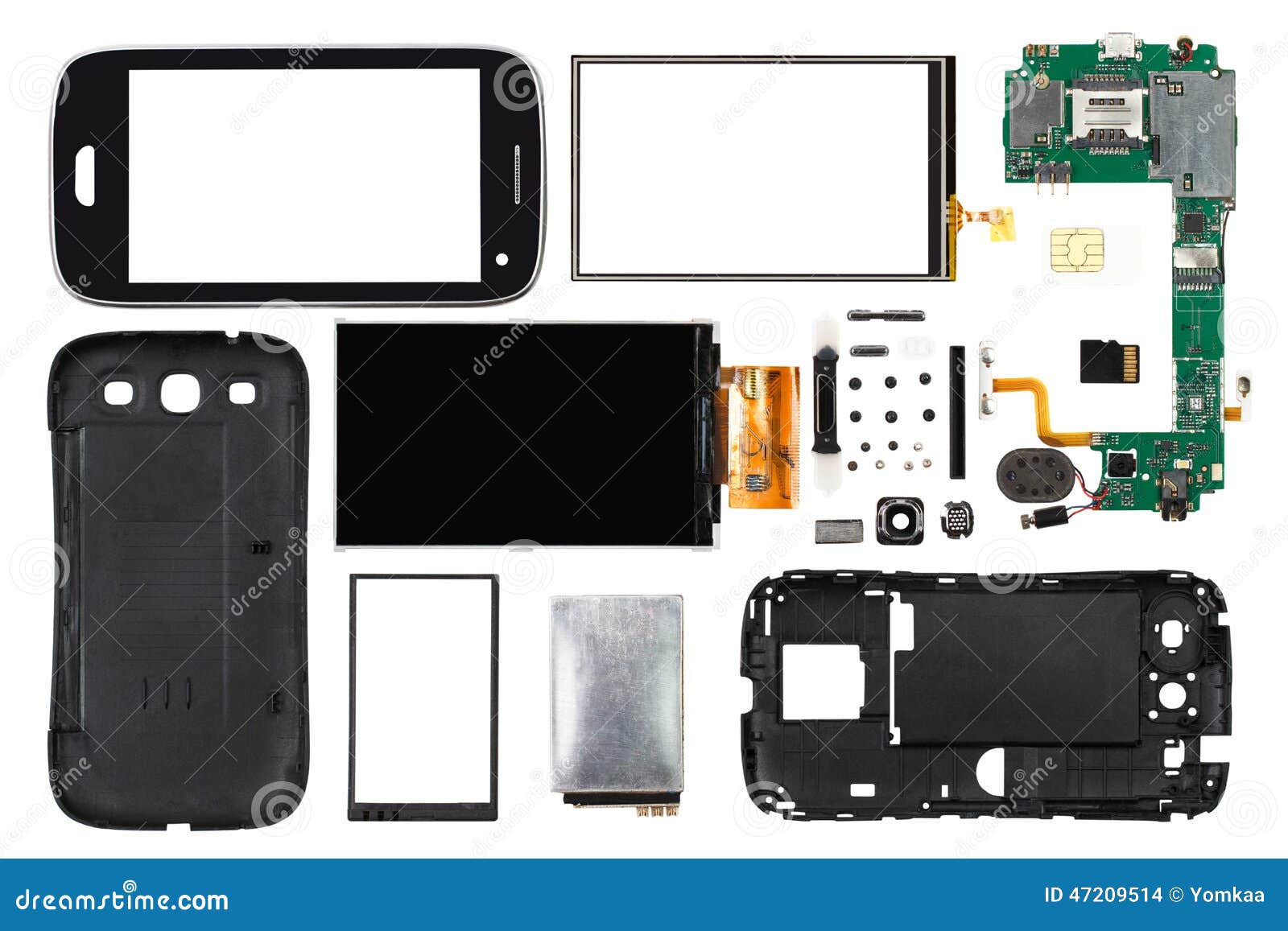 Disassembled Smartphone Isolated on White Background Stock Photo ...