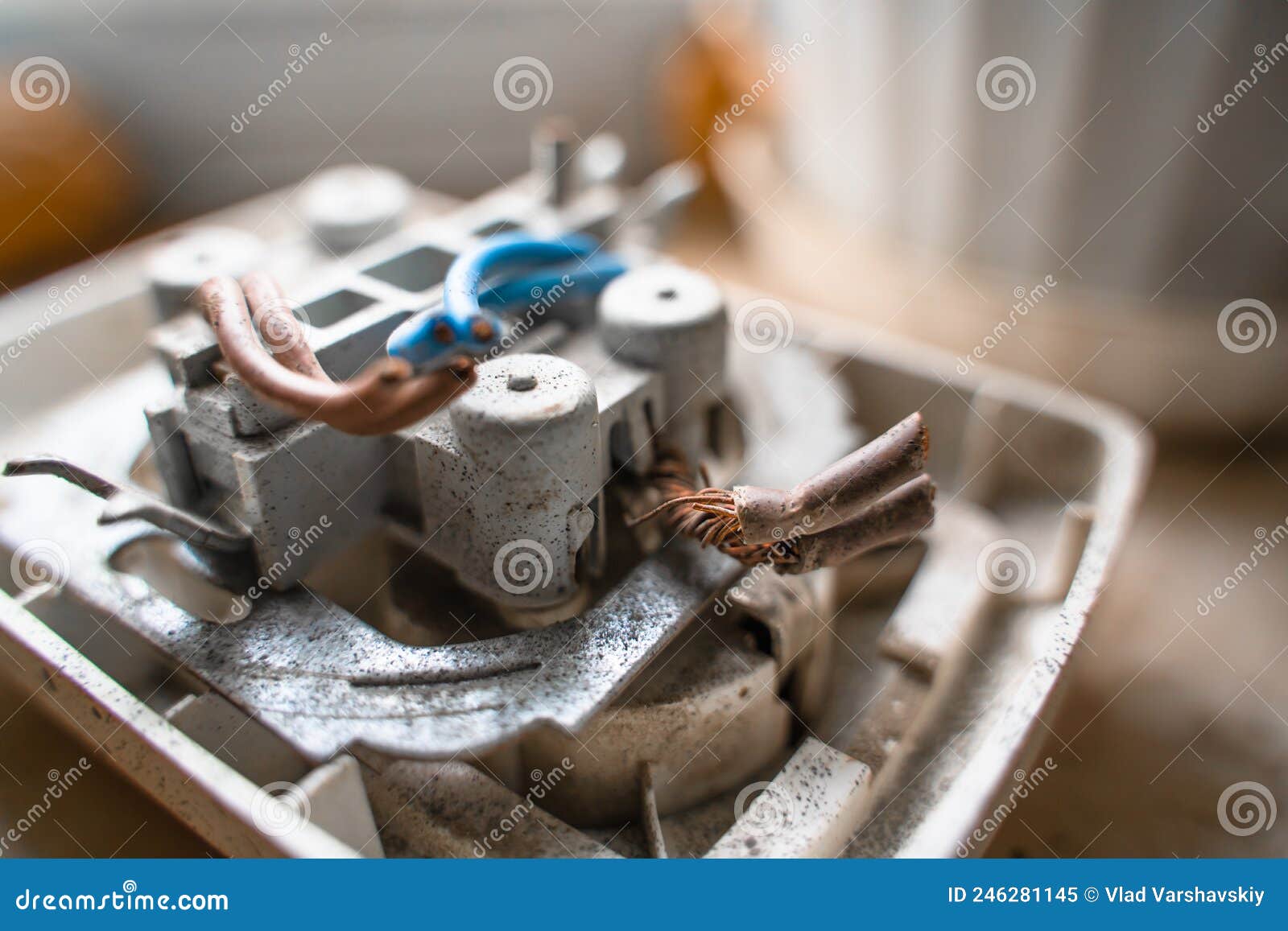 Disassembled Socket Close-up. Broken Copper Wires Stock Image - Image ...