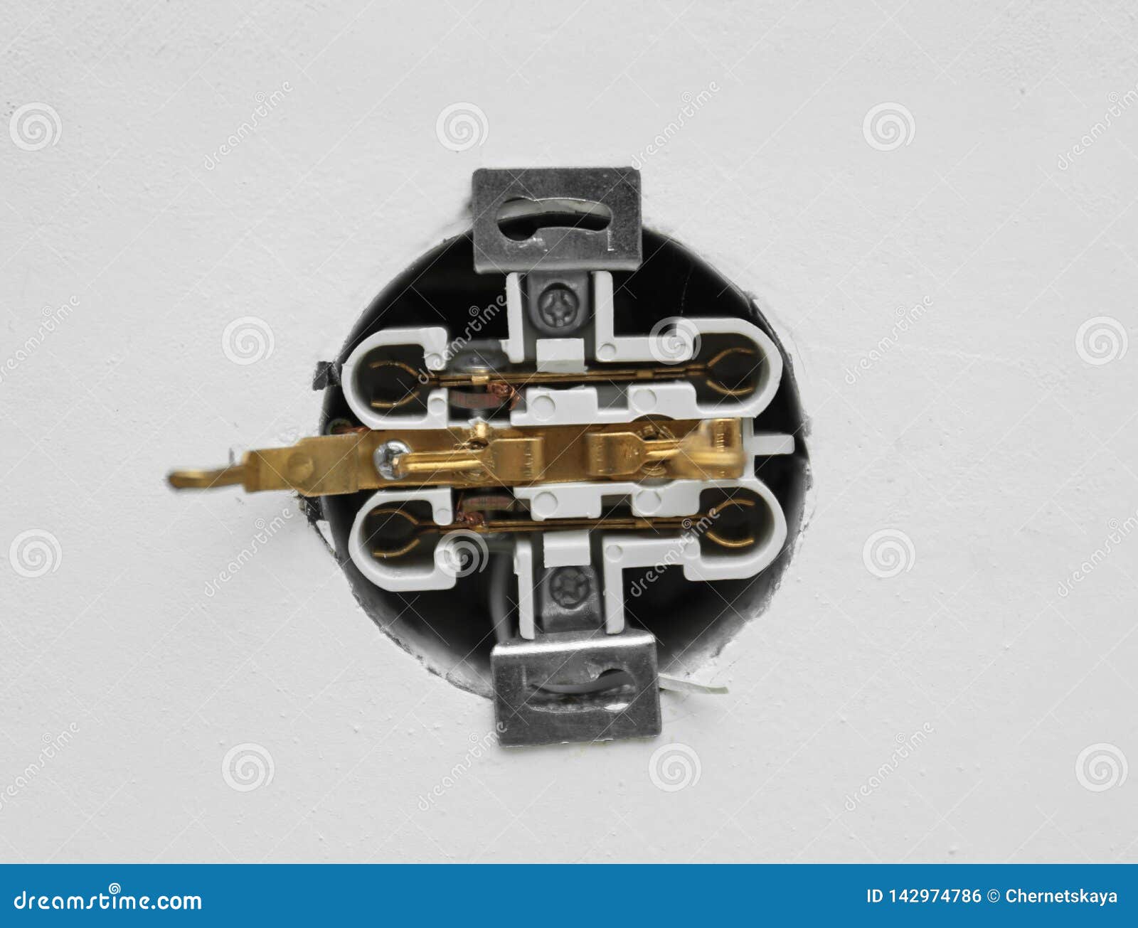 Disassembled Socket Close-up. Broken Copper Wires Royalty-Free Stock ...