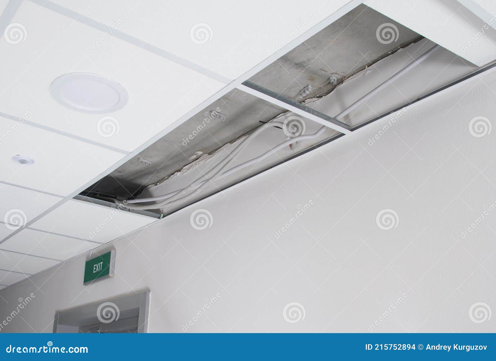 Disassembled Suspended Ceiling and Hidden Wiring Above it, Needs Repair ...