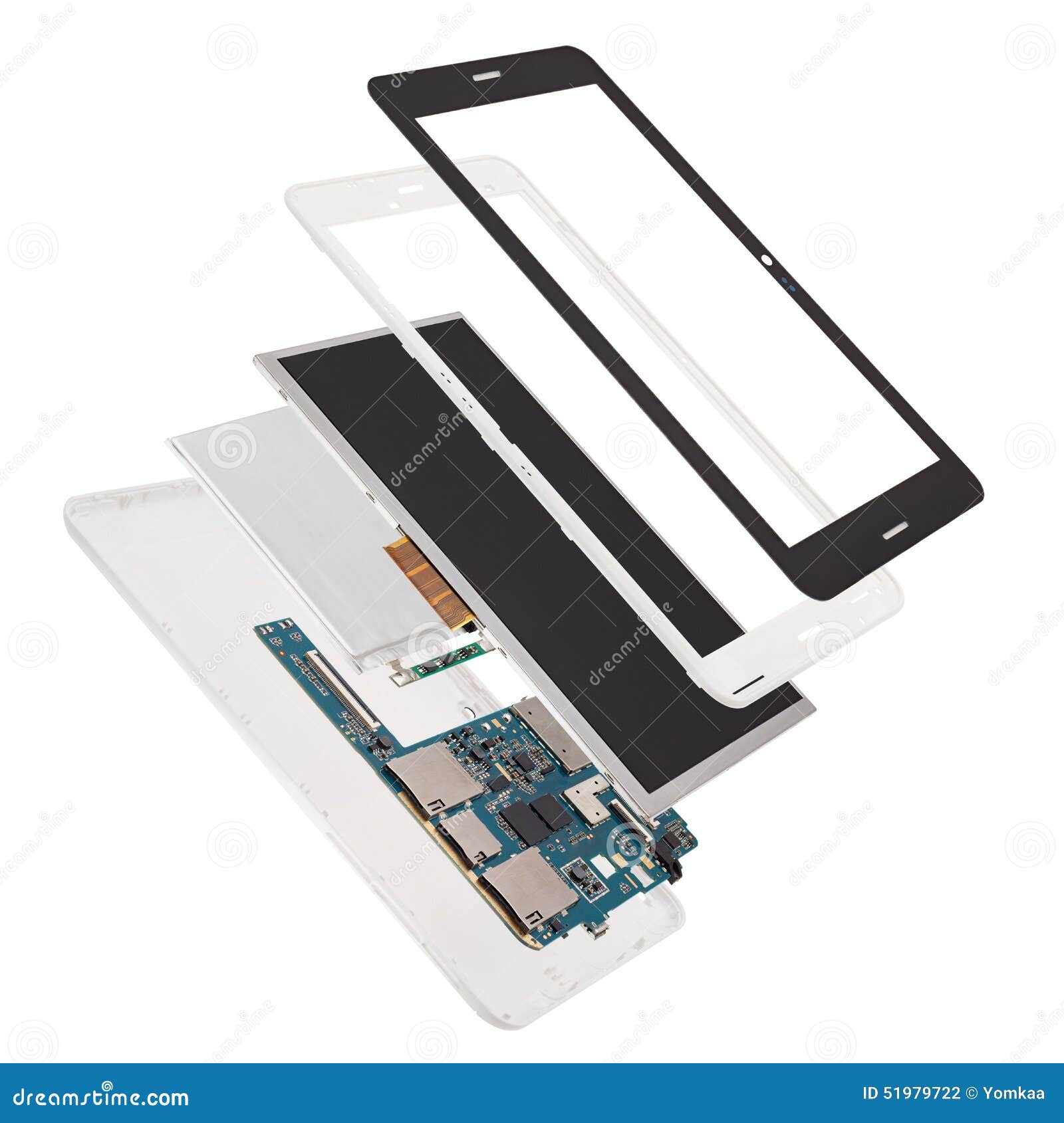 Disassembled Tablet Computer Isolated on White Background Stock Photo ...