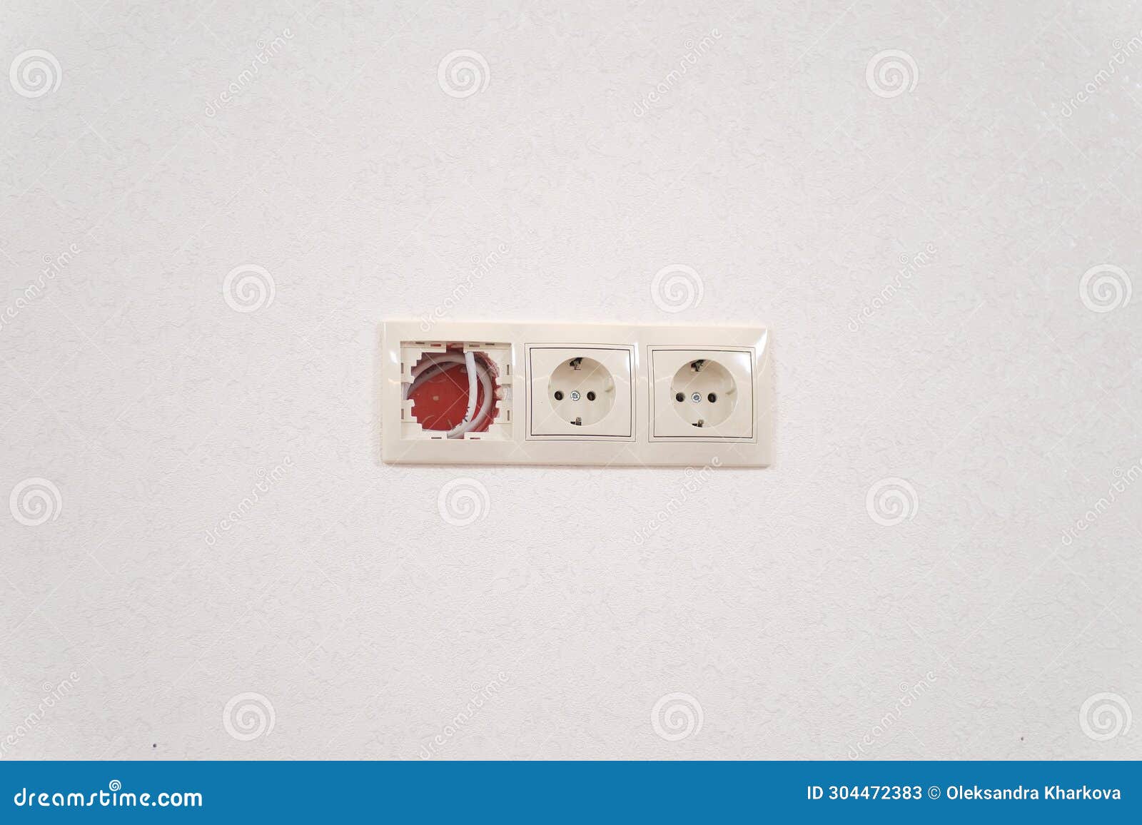 Disassembled, Torn Out Electrical Socket with Bare Wires in the ...