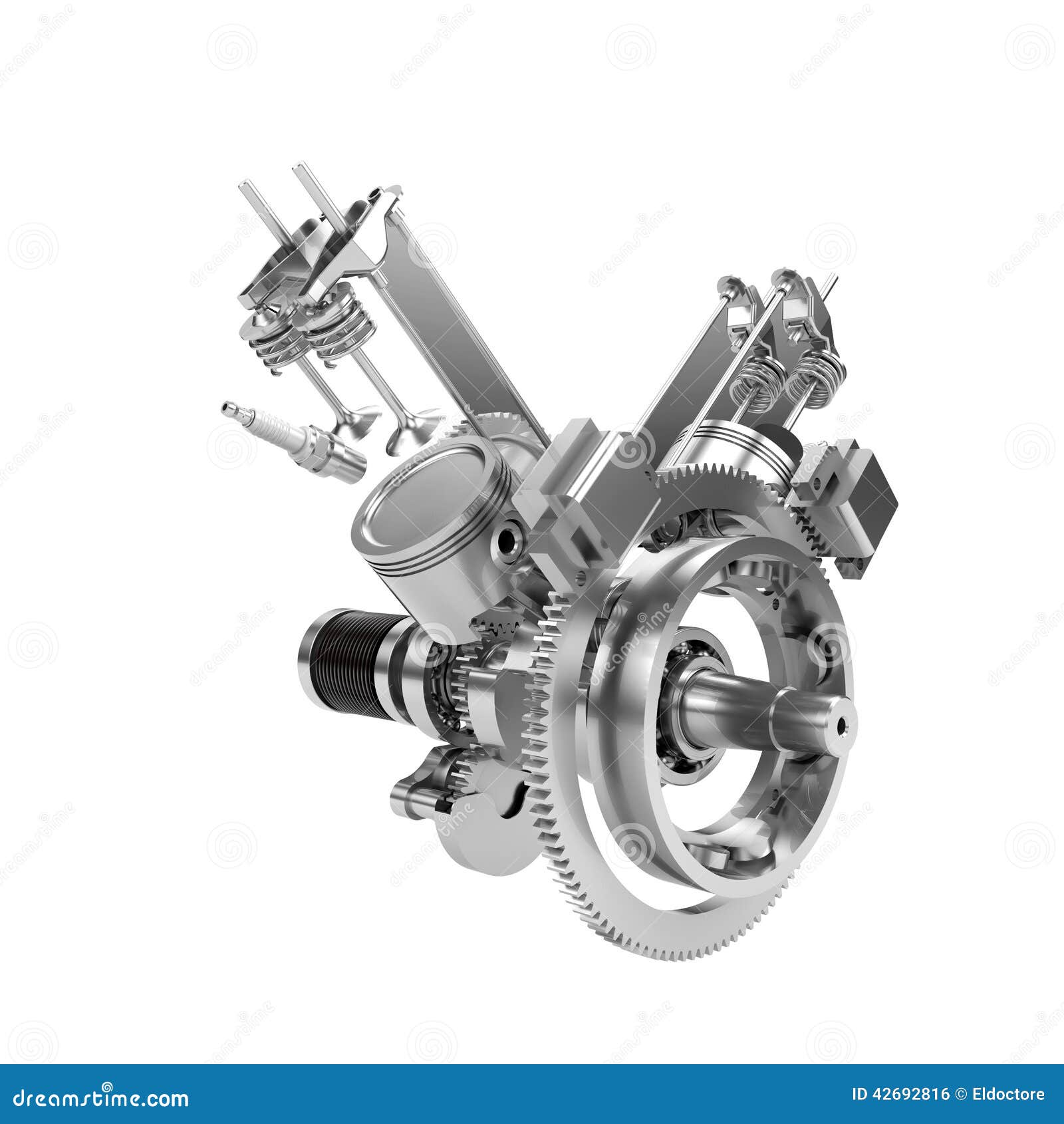 Disassembled V2 Engine of Large Powerful Motorbike Stock Illustration ...