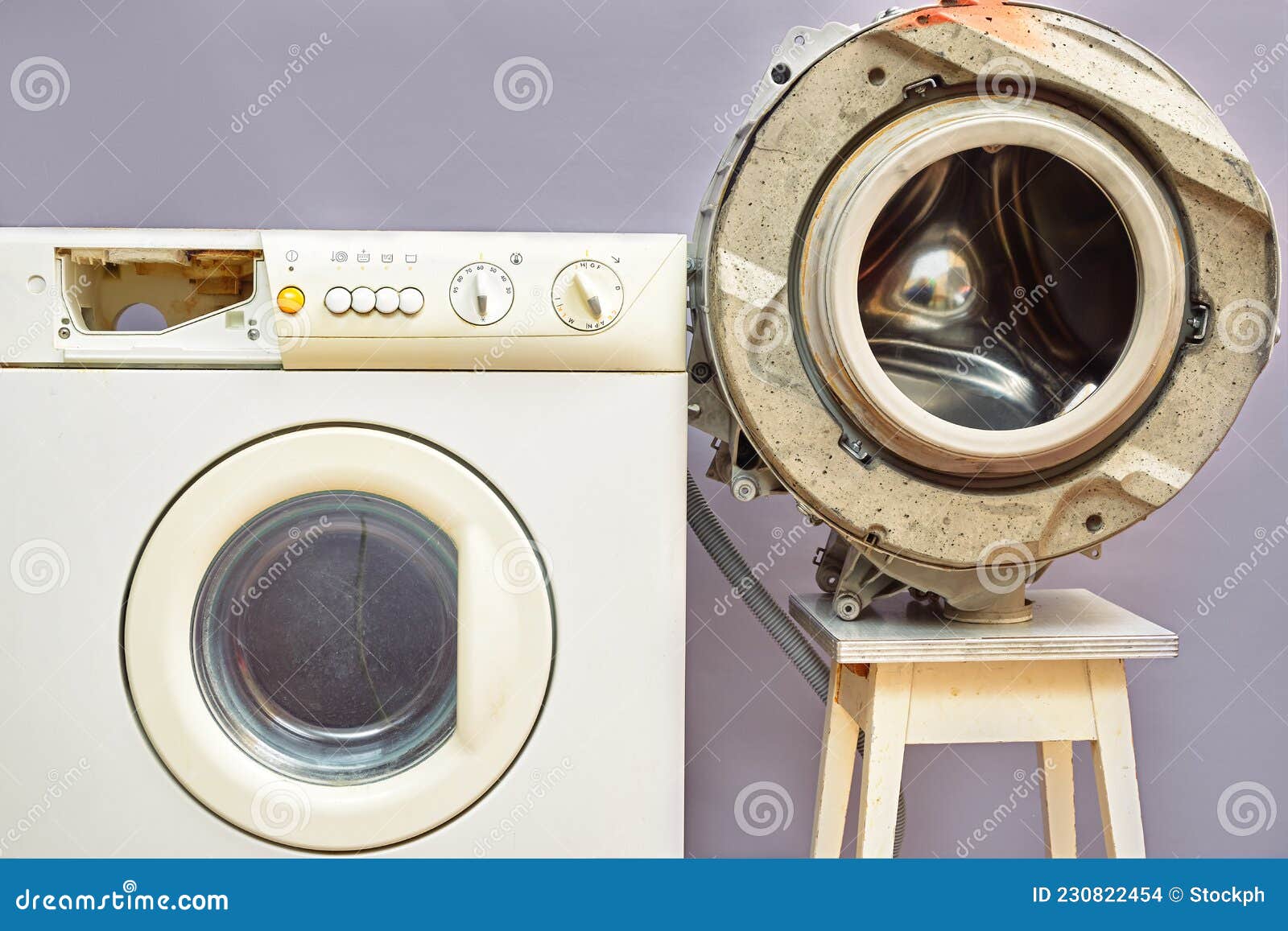 Disassembled Washing Machine and Drum Stock Photo - Image of washer ...