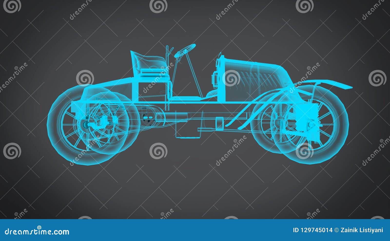 Disassembled X-ray Classic Retro Cars 3D Rendering Results From The ...
