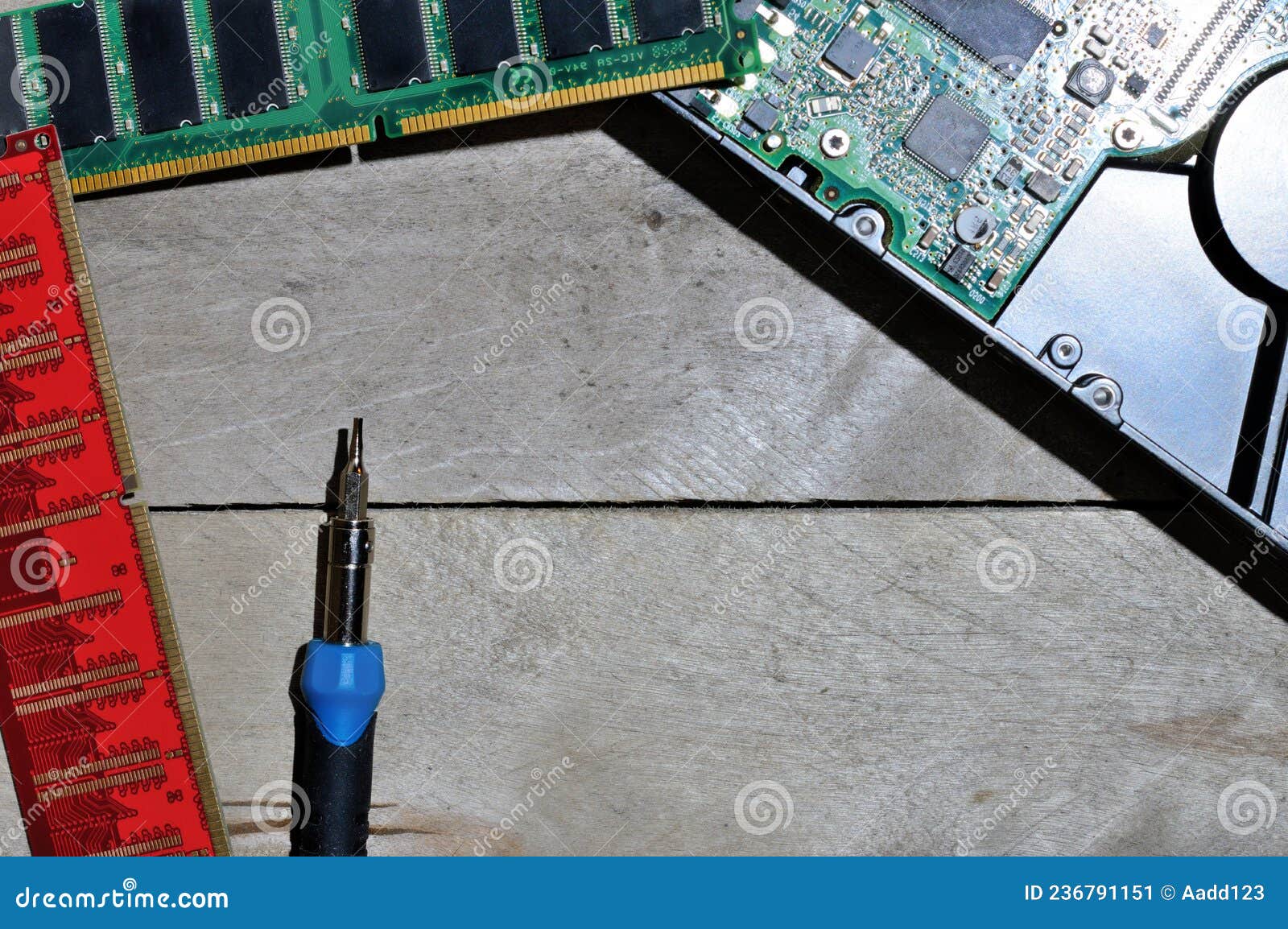Disassembling the Hard Drive with a Screwdriver. Top View Stock Image ...