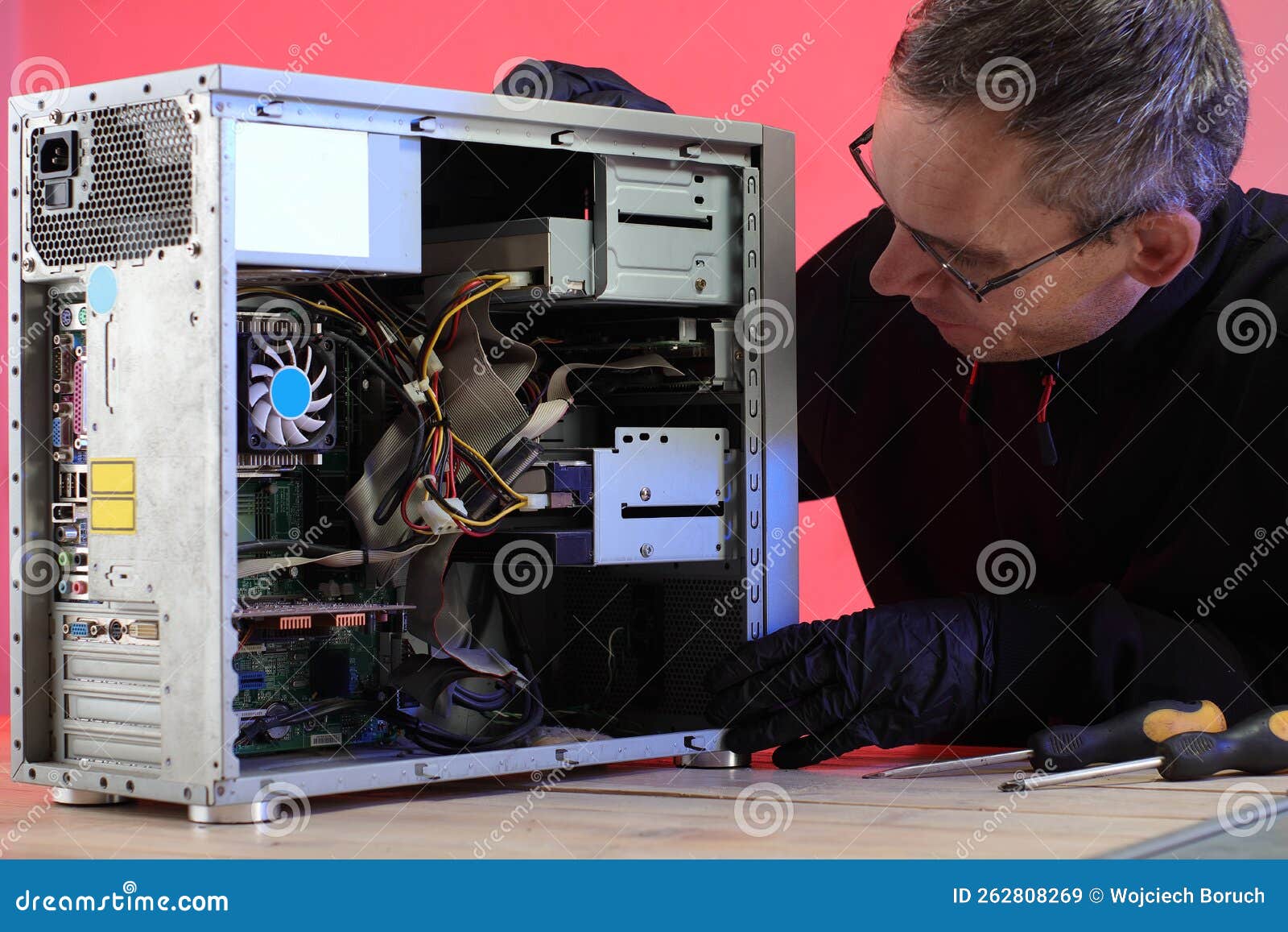 Disassembly Of An Old Desktop Computer On A Table Royalty-Free Stock ...