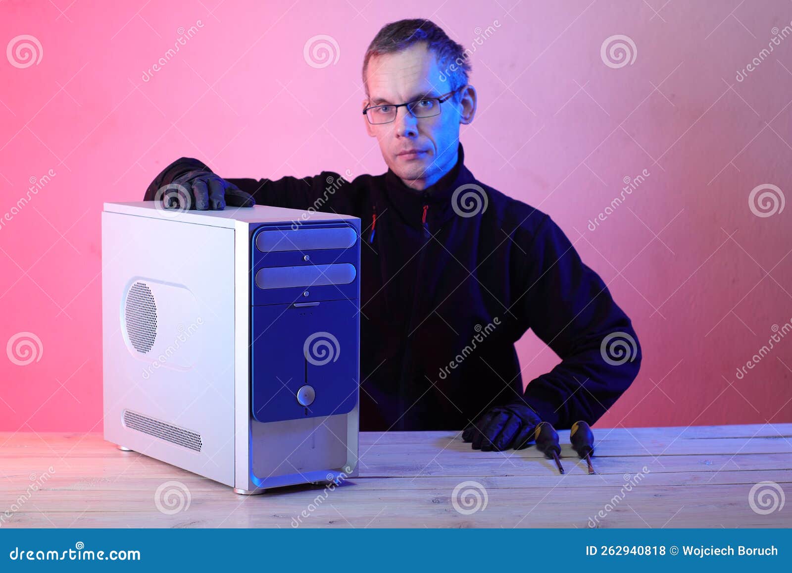 Disassembly of an Old Desktop Computer on a Table Stock Photo - Image ...