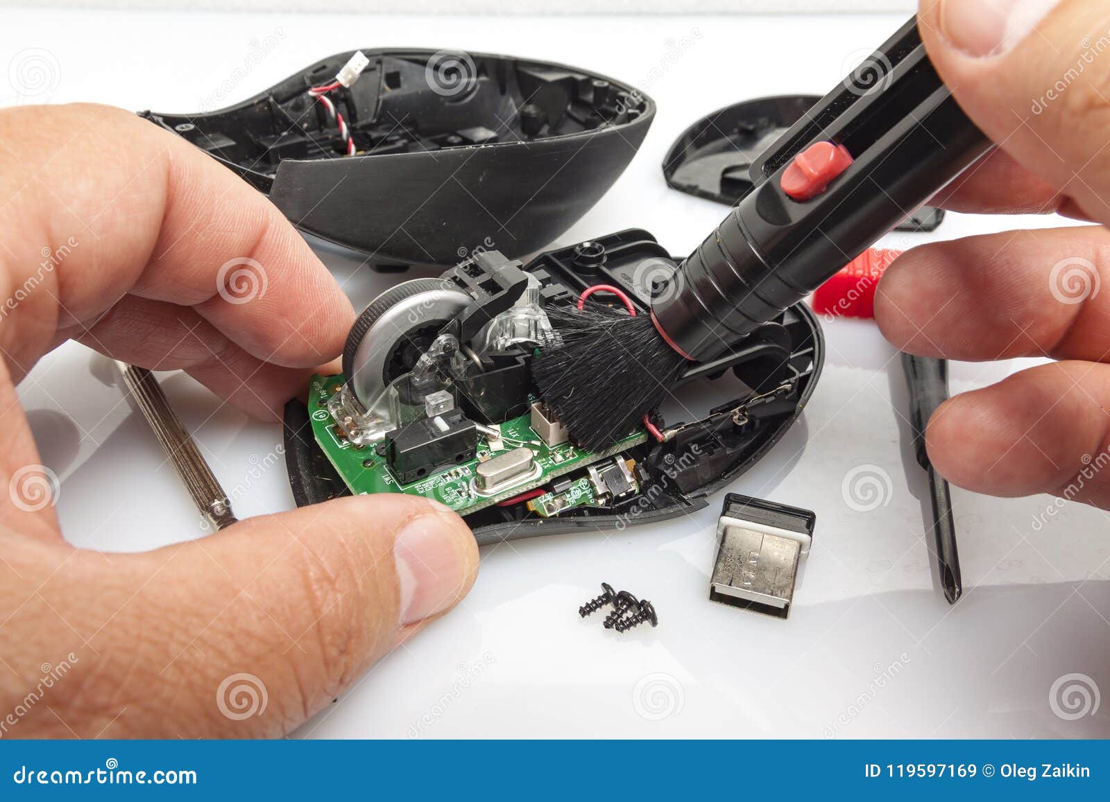 Dismantled the Computer Mouse Stock Image - Image of board, control ...