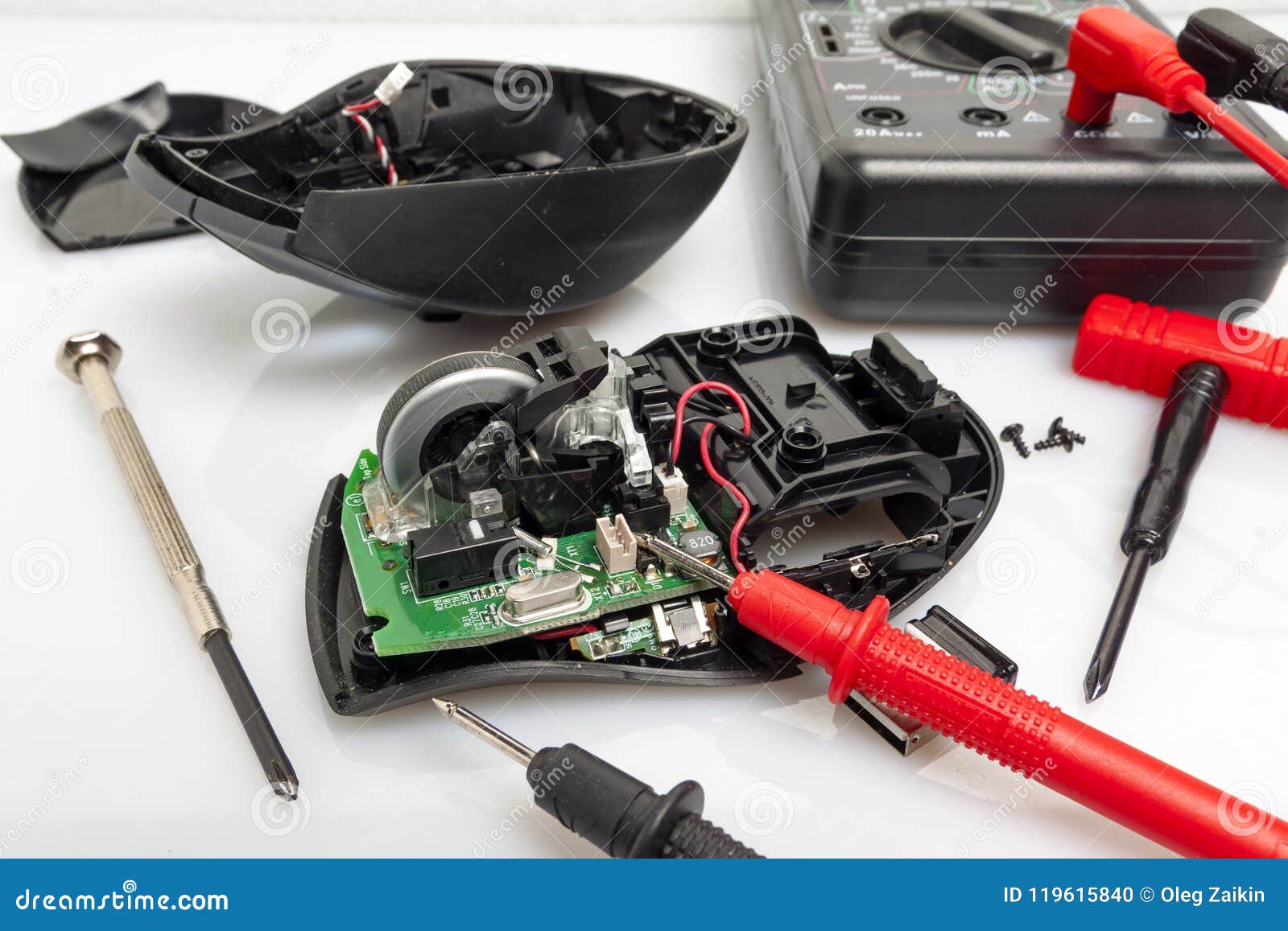 Dismantled the Computer Mouse Stock Photo - Image of computer ...