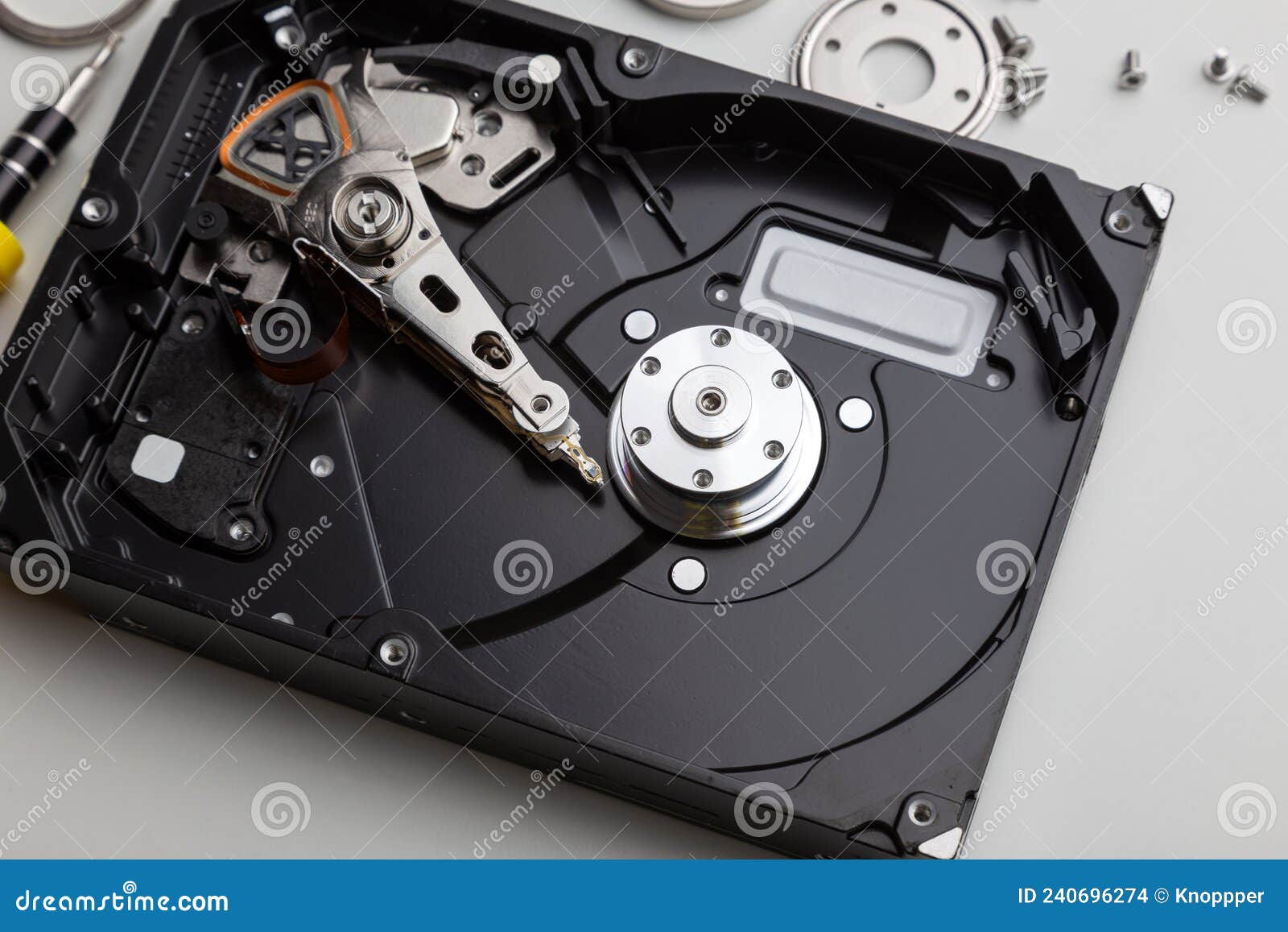Disassembly Process of an External Hard Drive in Details Stock Photo ...