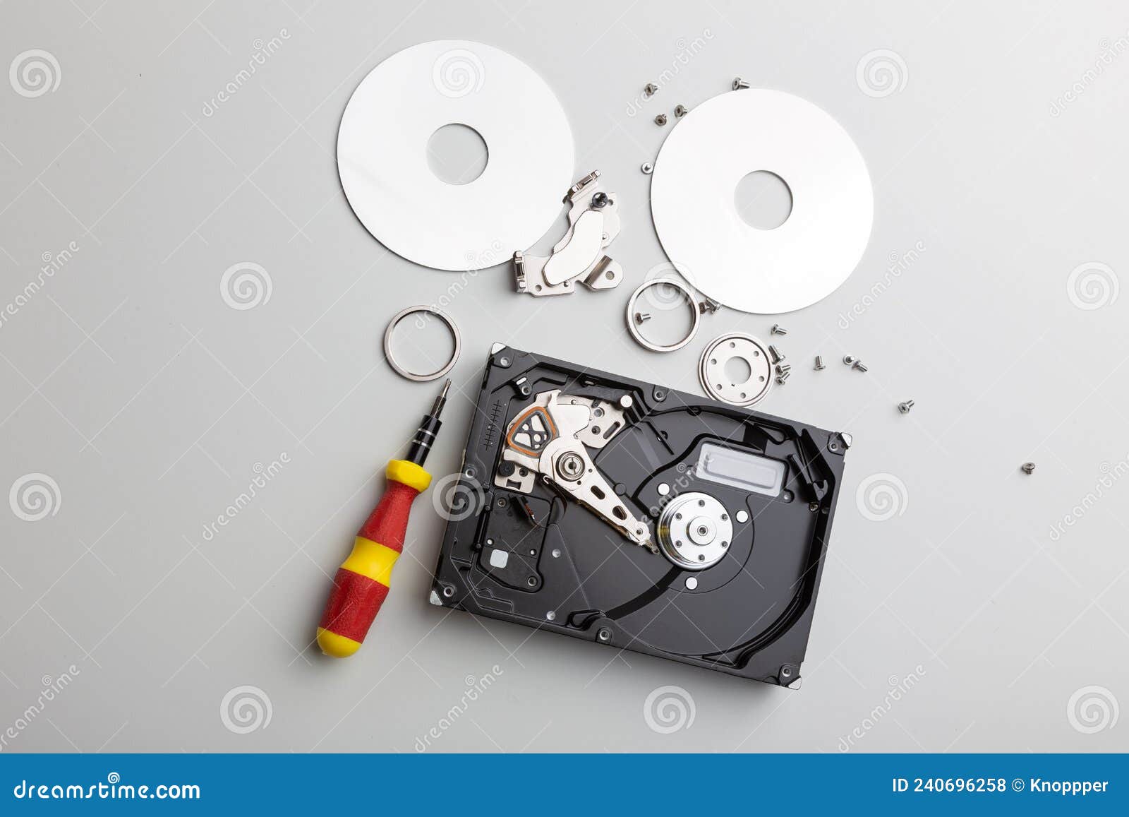 Disassembly Process of an External Hard Drive in Details Stock Photo ...