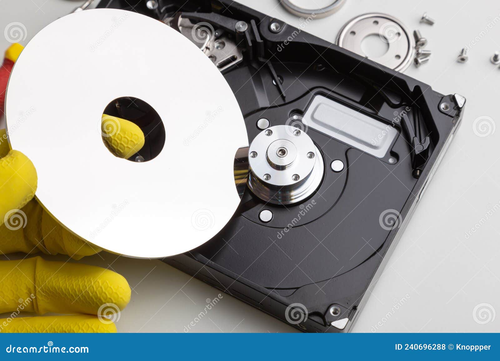 Disassembly Process of an External Hard Drive in Details Stock Photo ...
