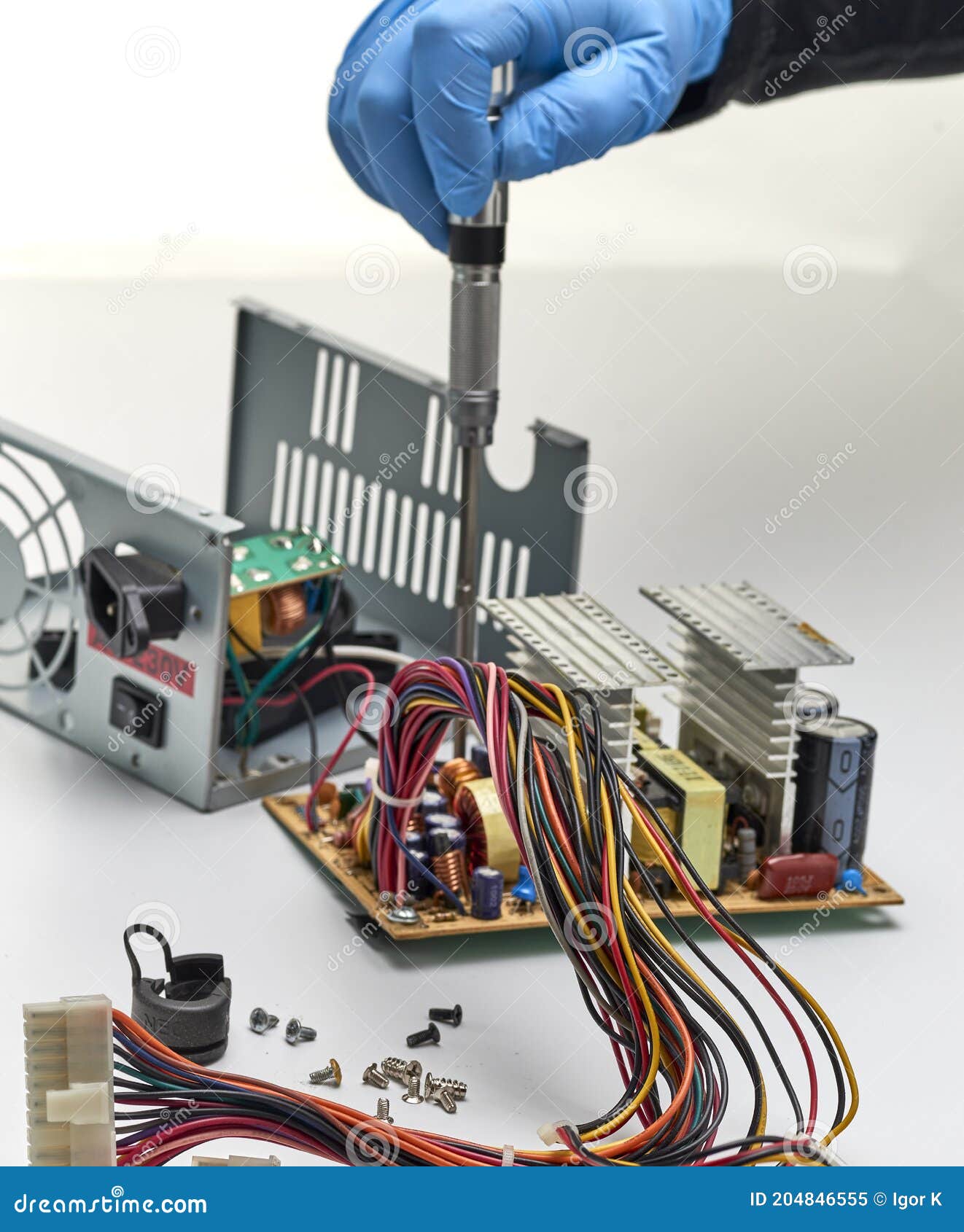 Disassembly and Repair of the Computer Power Supply.Concept Stock Image ...