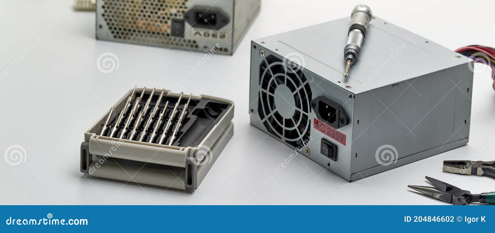 Disassembly and Repair of the Computer Power Supply.Concept Stock Photo ...