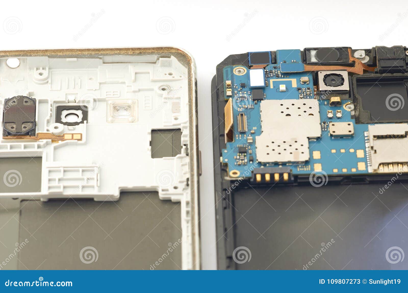 Disassembly of Smartphone Showing Electrical Board Inside. the P Stock ...