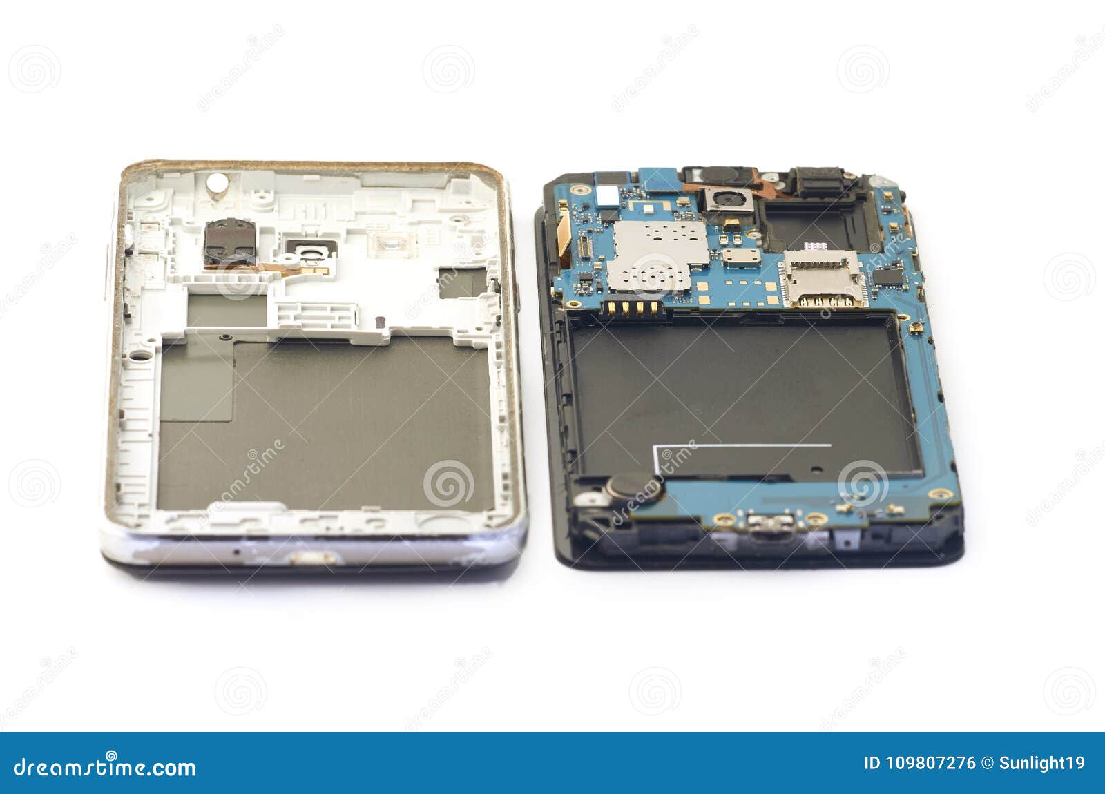 Disassembly of Smartphone Showing Electrical Board Inside. the P Stock ...