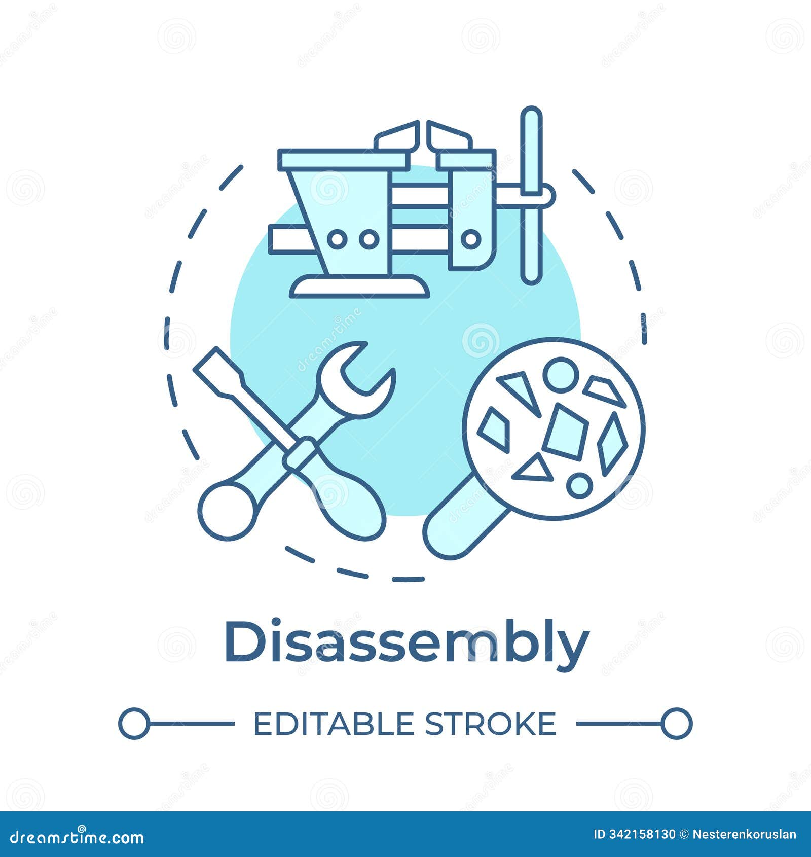 Disassembly Soft Blue Concept Icon Stock Illustration - Illustration of ...