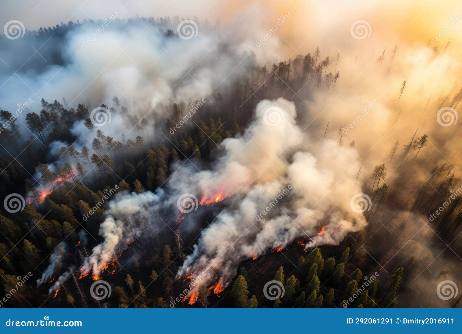 Disaster. Aerial View of a Forest Fire Stock Image - Image of pine ...