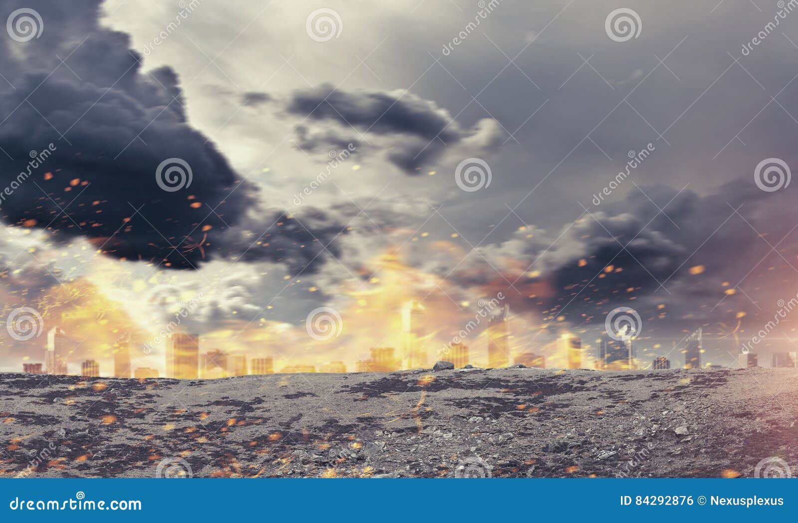 Disaster in City Concept . Mixed Media Stock Photo - Image of fire ...