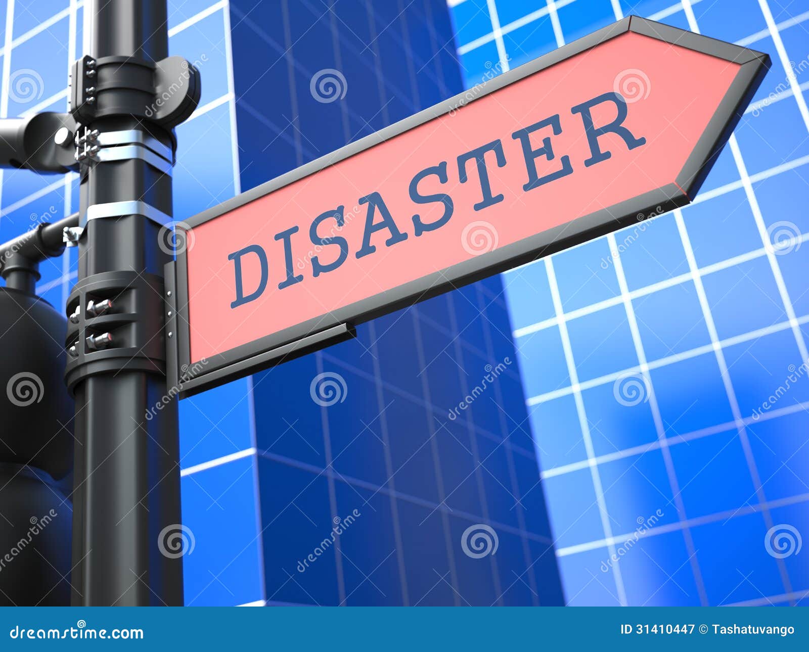 Disaster Concept. Red Roadsign Arrow. Stock Illustration - Illustration ...